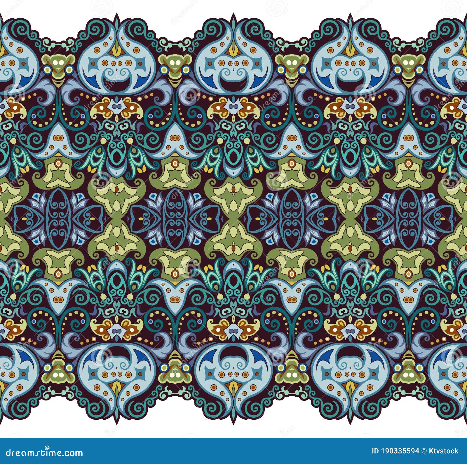 Abstract Ethnic Nature Tile Stripe Seamless Border Stock Vector ...