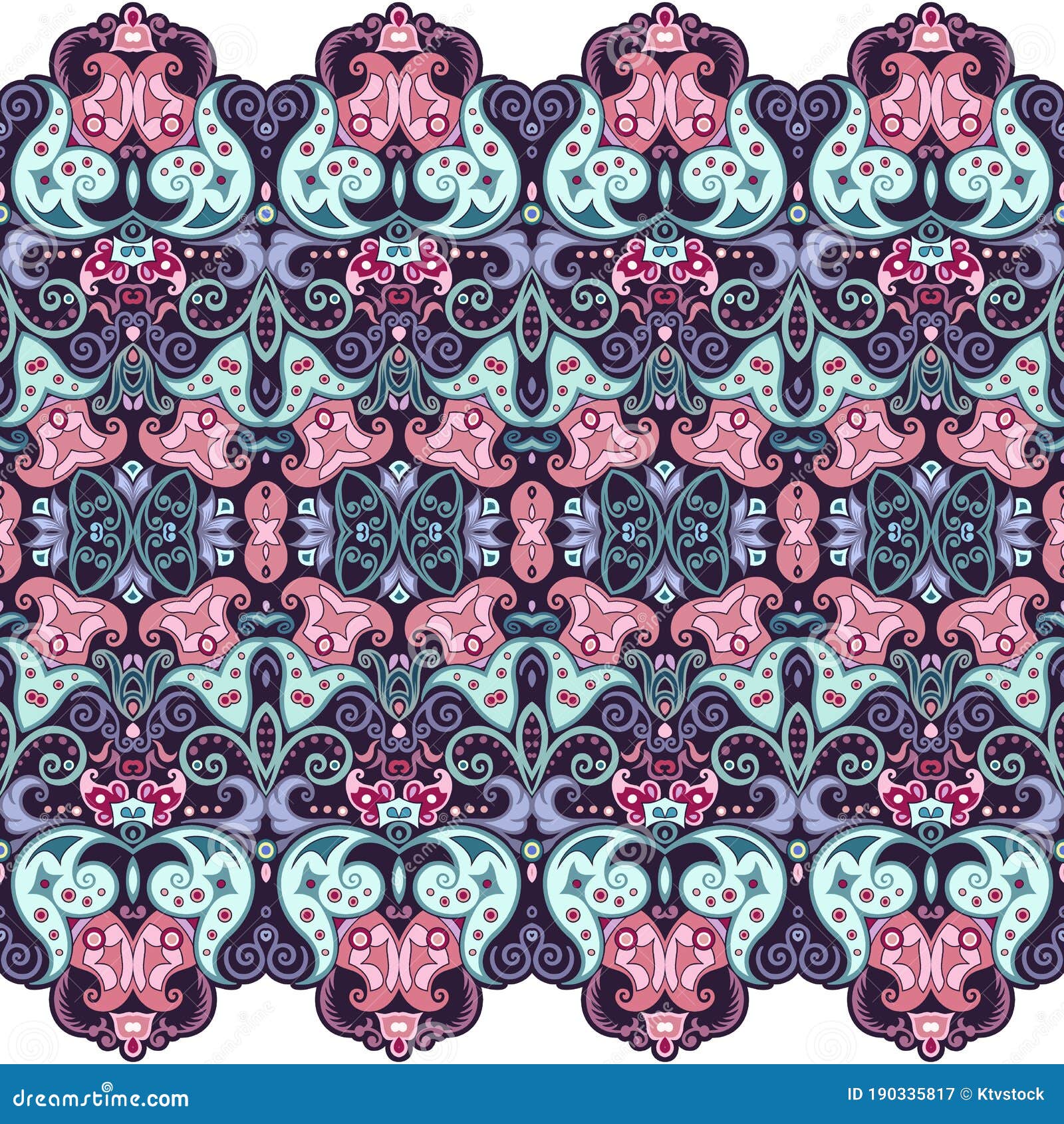 Abstract Ethnic Nature Tile Stripe Seamless Border Stock Vector ...