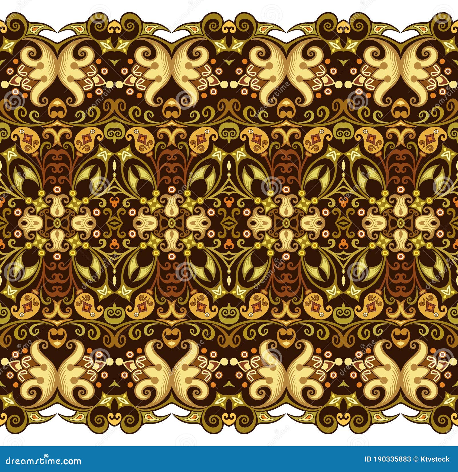 Abstract Ethnic Nature Tile Stripe Seamless Border Stock Vector ...