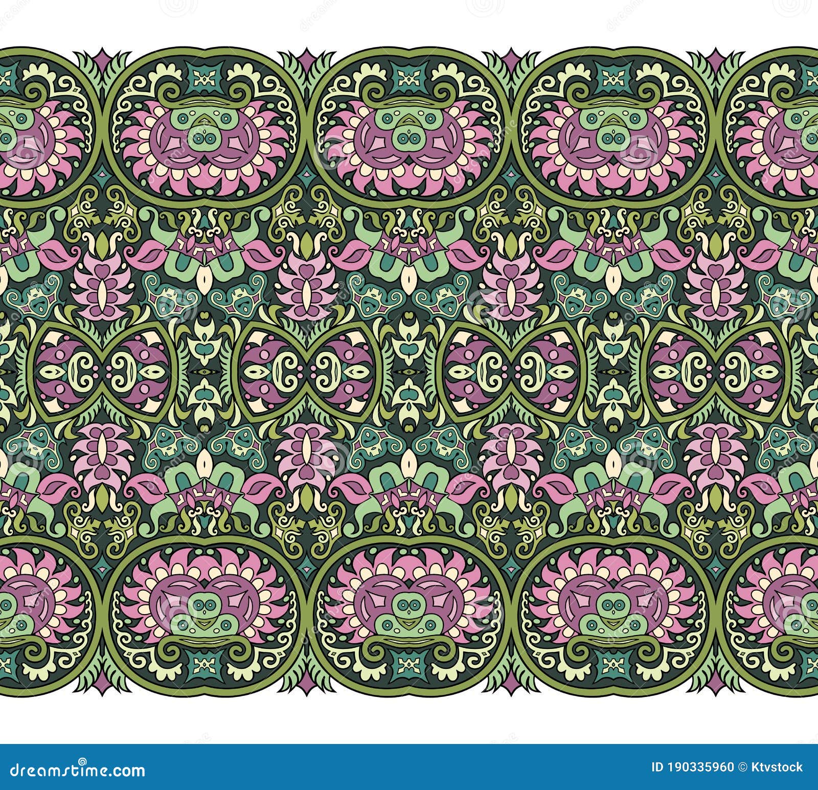 Abstract Ethnic Nature Tile Stripe Seamless Border Stock Vector ...