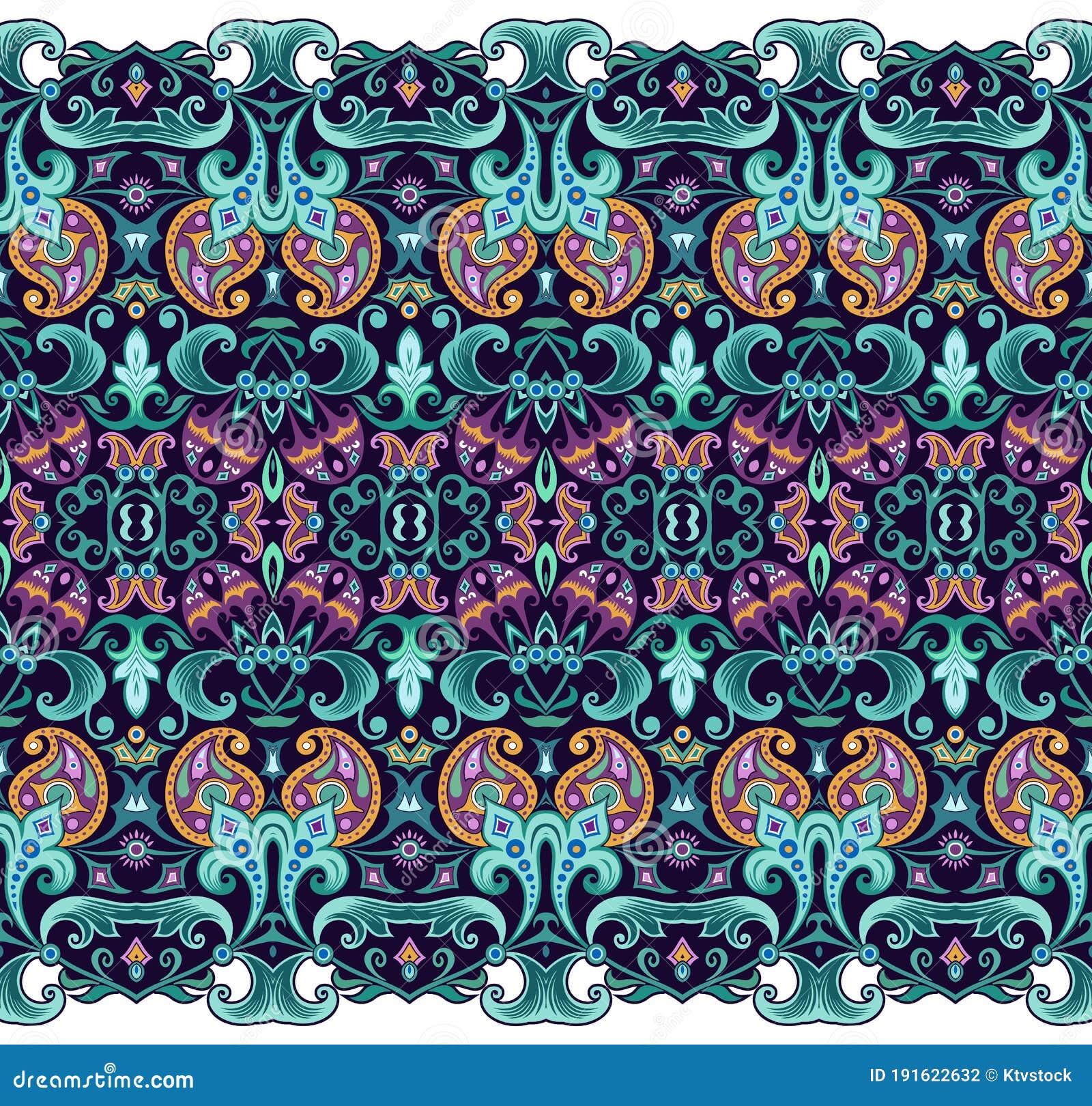 Abstract Ethnic Nature Tile Stripe Seamless Border Stock Vector ...