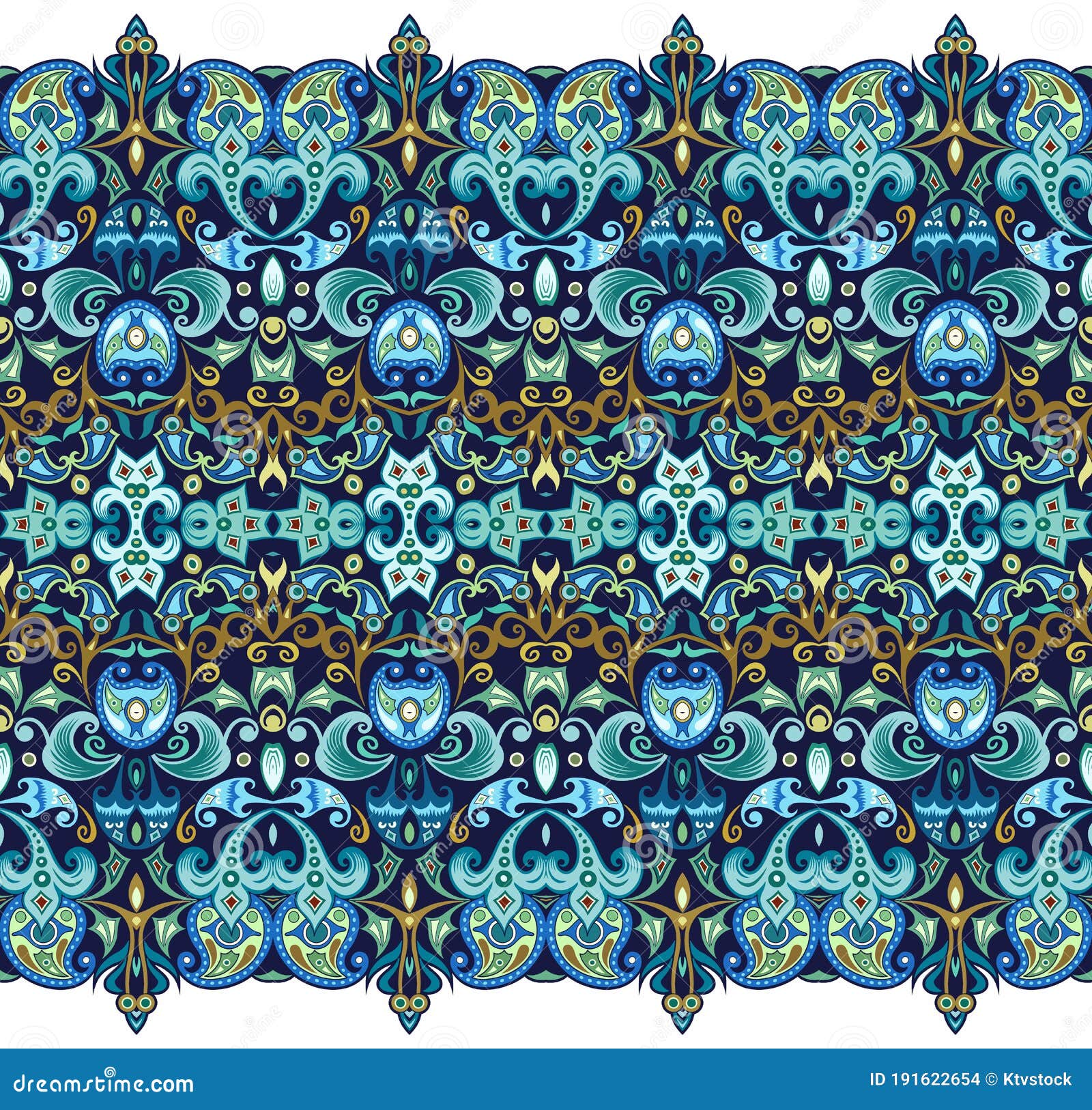 Abstract Ethnic Nature Tile Stripe Seamless Border Stock Vector ...