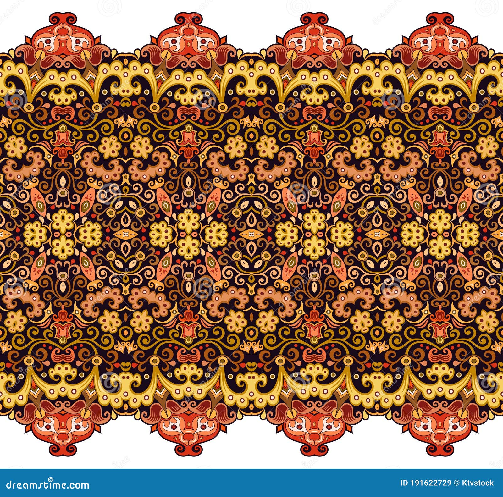 Abstract Ethnic Nature Tile Stripe Seamless Border Stock Vector ...