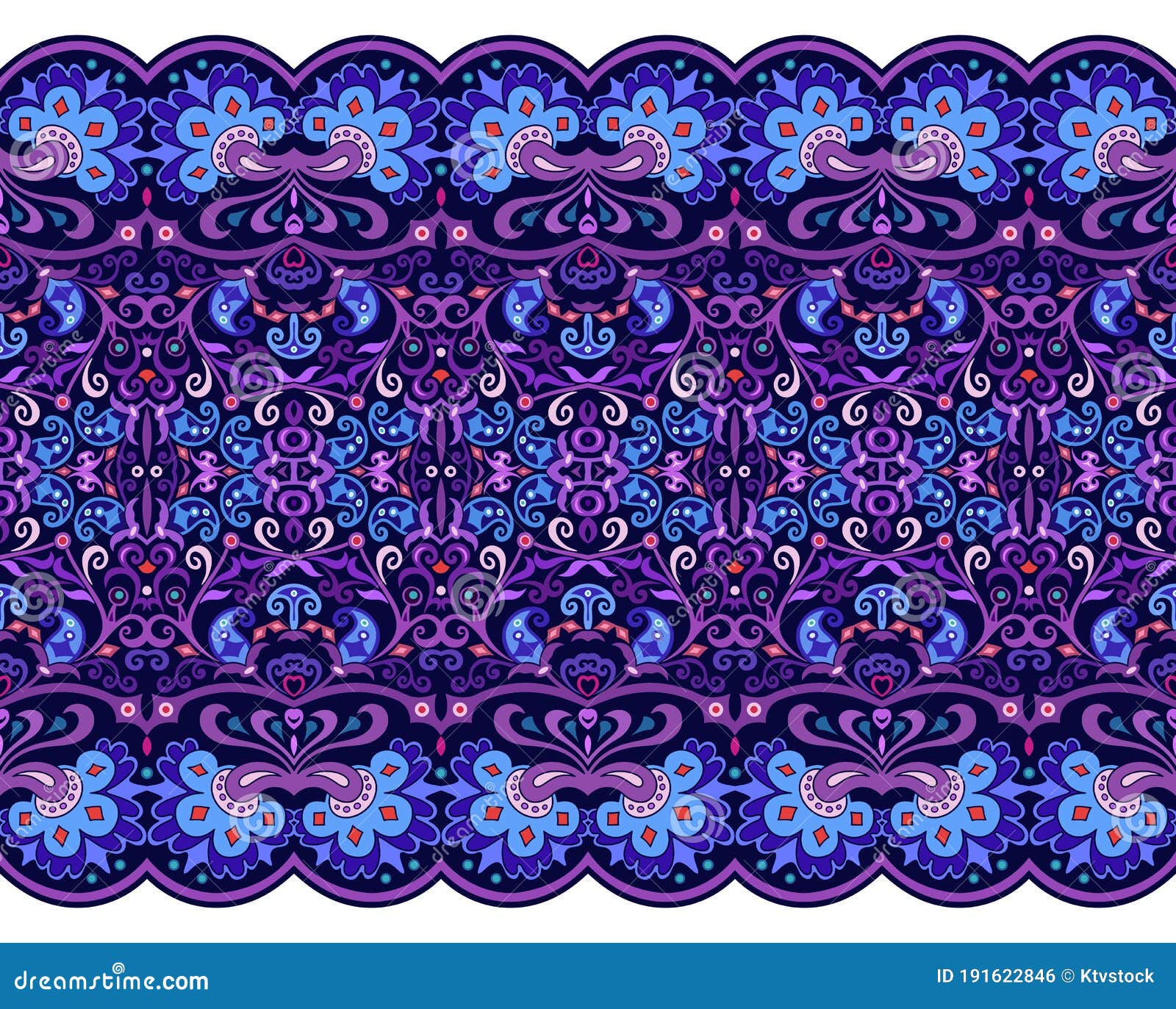 Abstract Ethnic Nature Tile Stripe Seamless Border Stock Vector ...