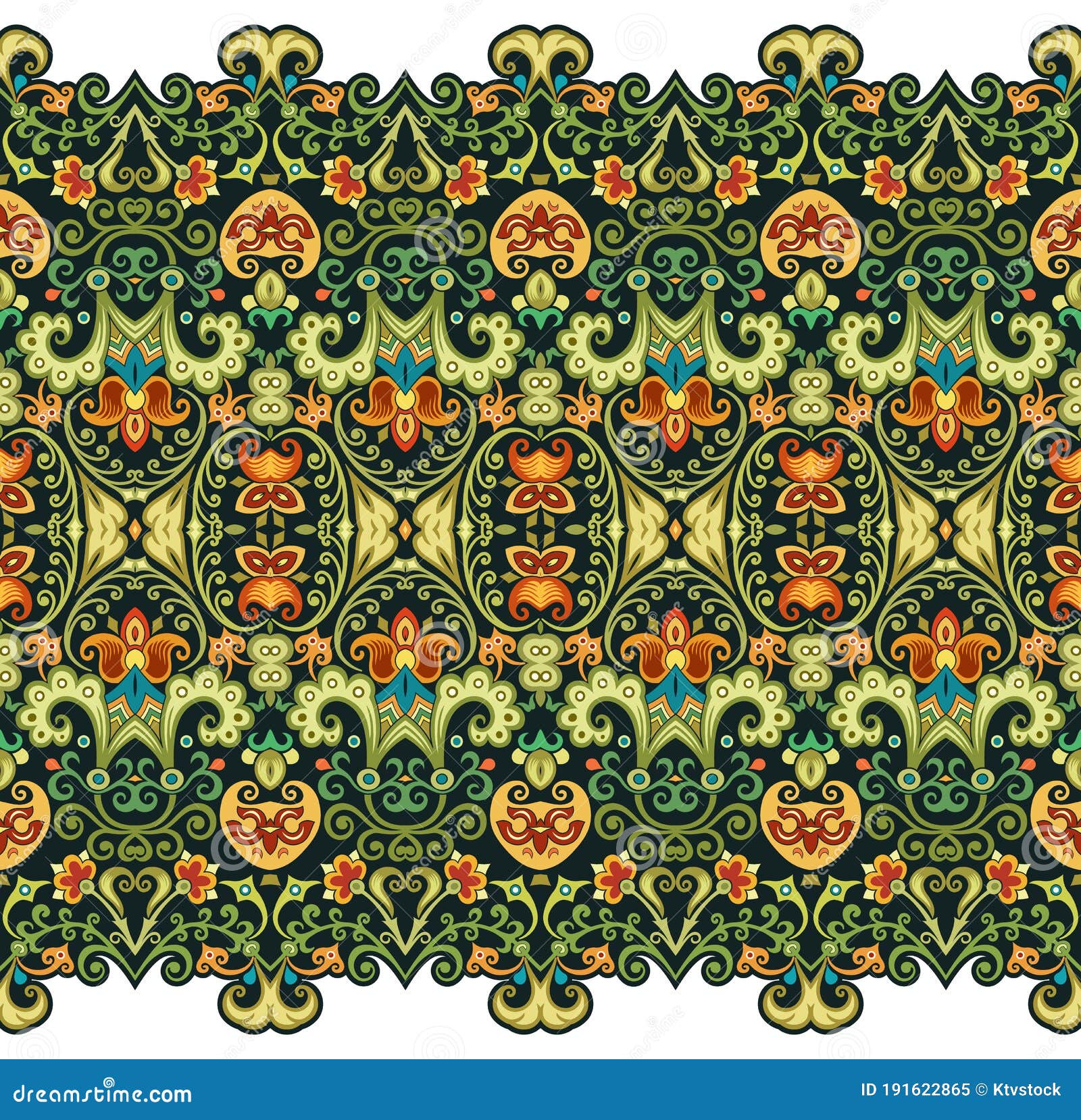 Abstract Ethnic Nature Tile Stripe Seamless Border Stock Vector ...