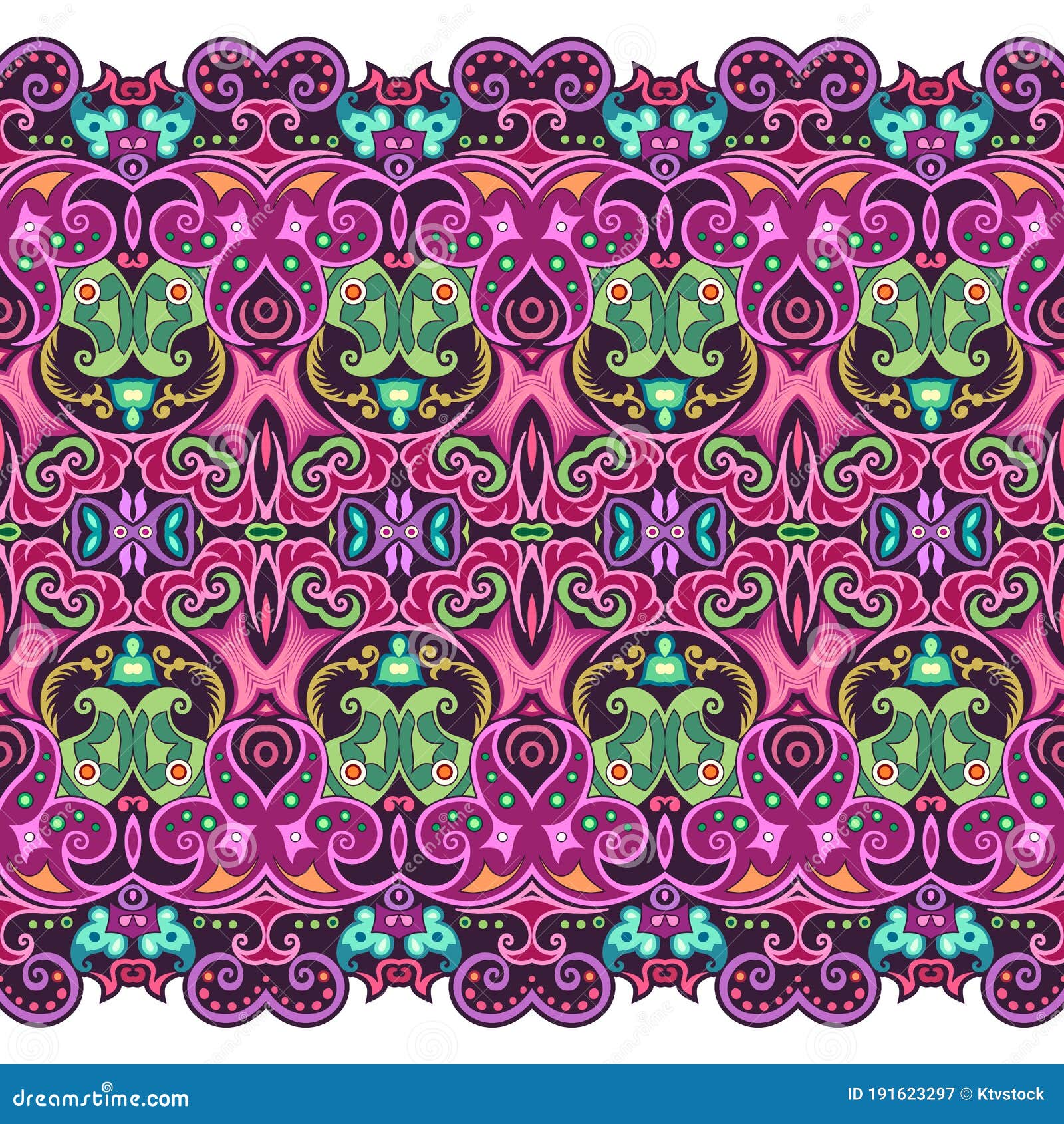 Abstract Ethnic Nature Tile Stripe Seamless Border Stock Vector ...