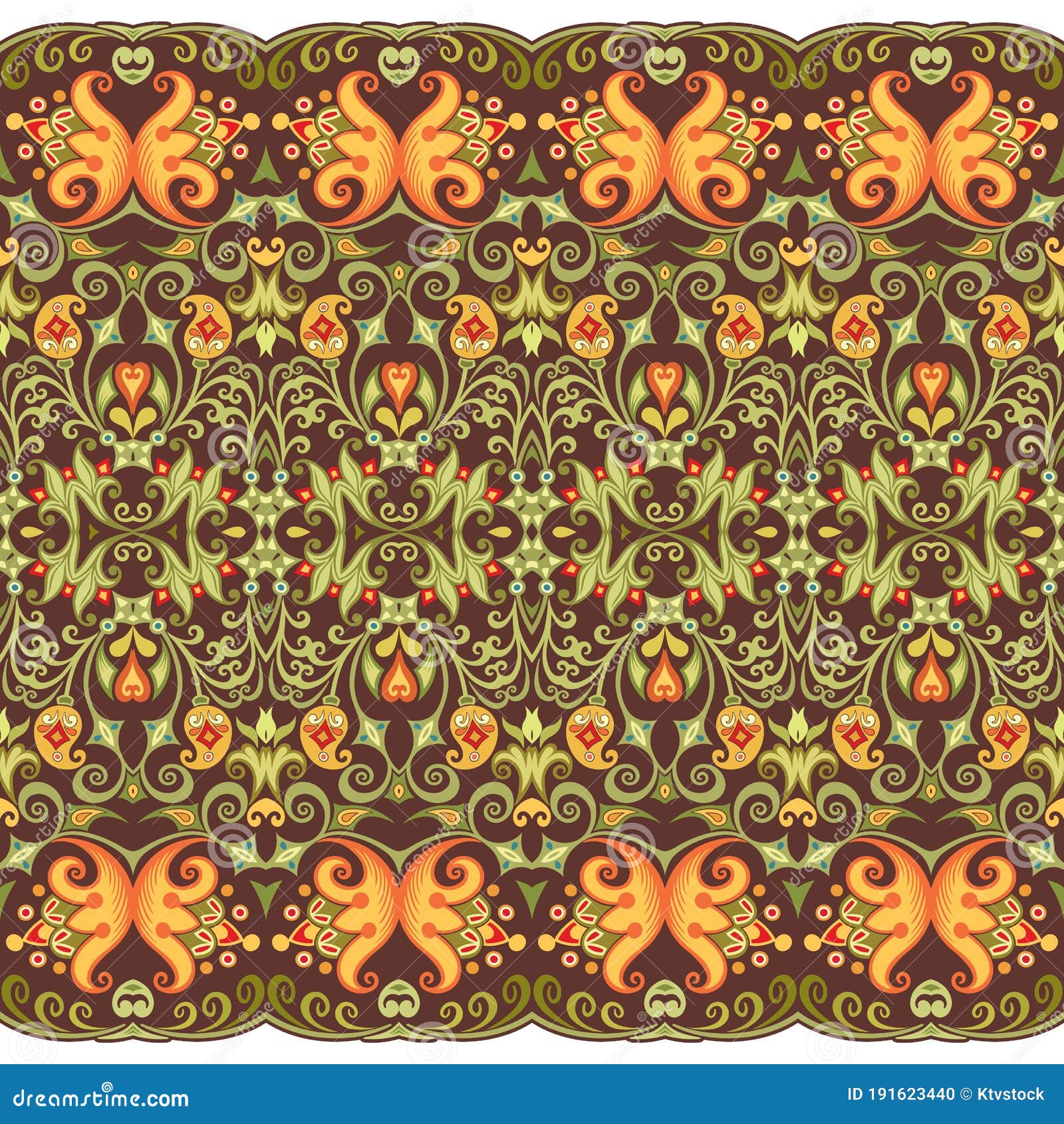 Abstract Ethnic Nature Tile Stripe Seamless Border Stock Vector ...