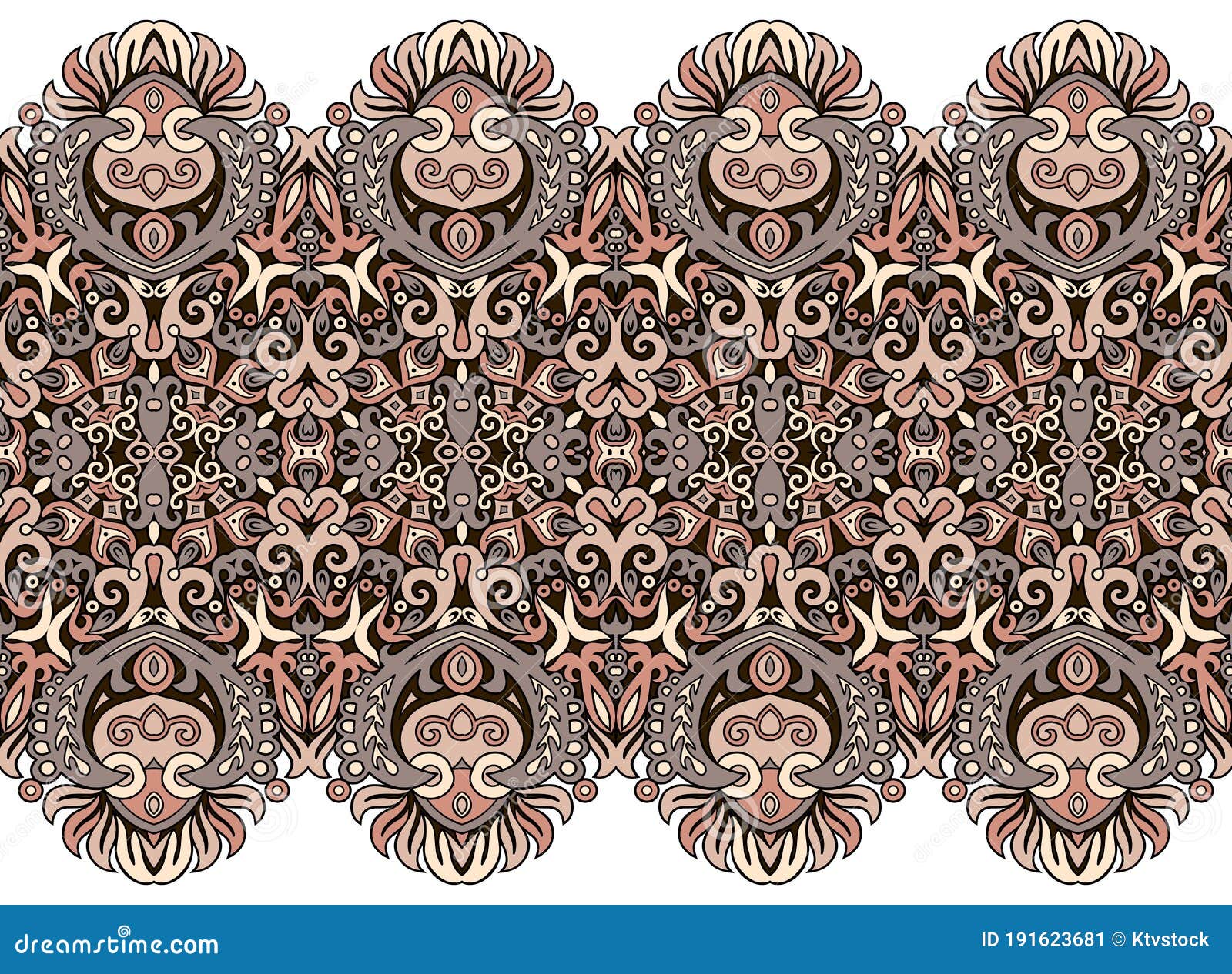 Abstract Ethnic Nature Tile Stripe Seamless Border Stock Vector ...