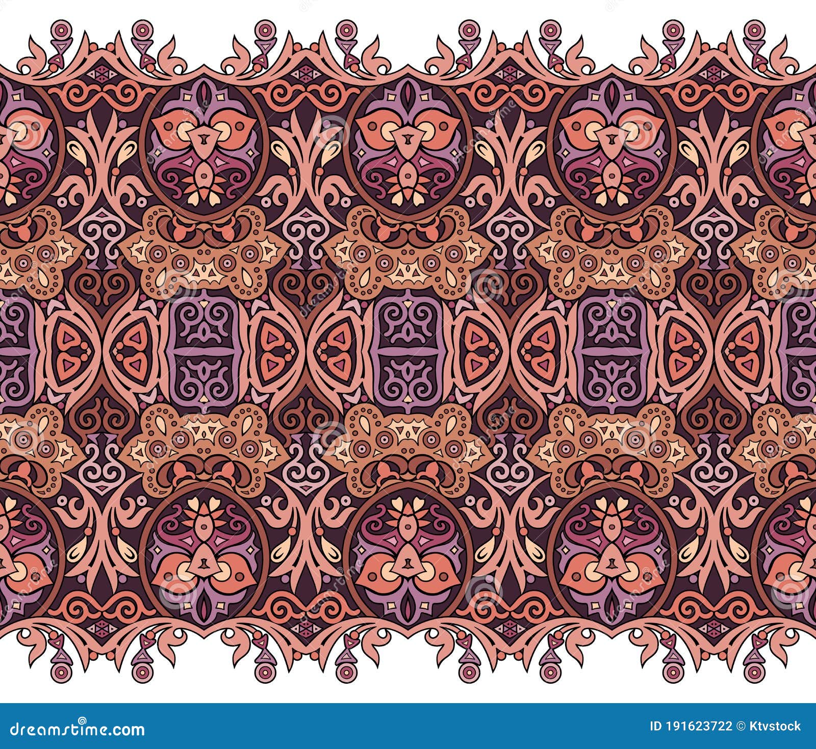 Abstract Ethnic Nature Tile Stripe Seamless Border Stock Vector ...