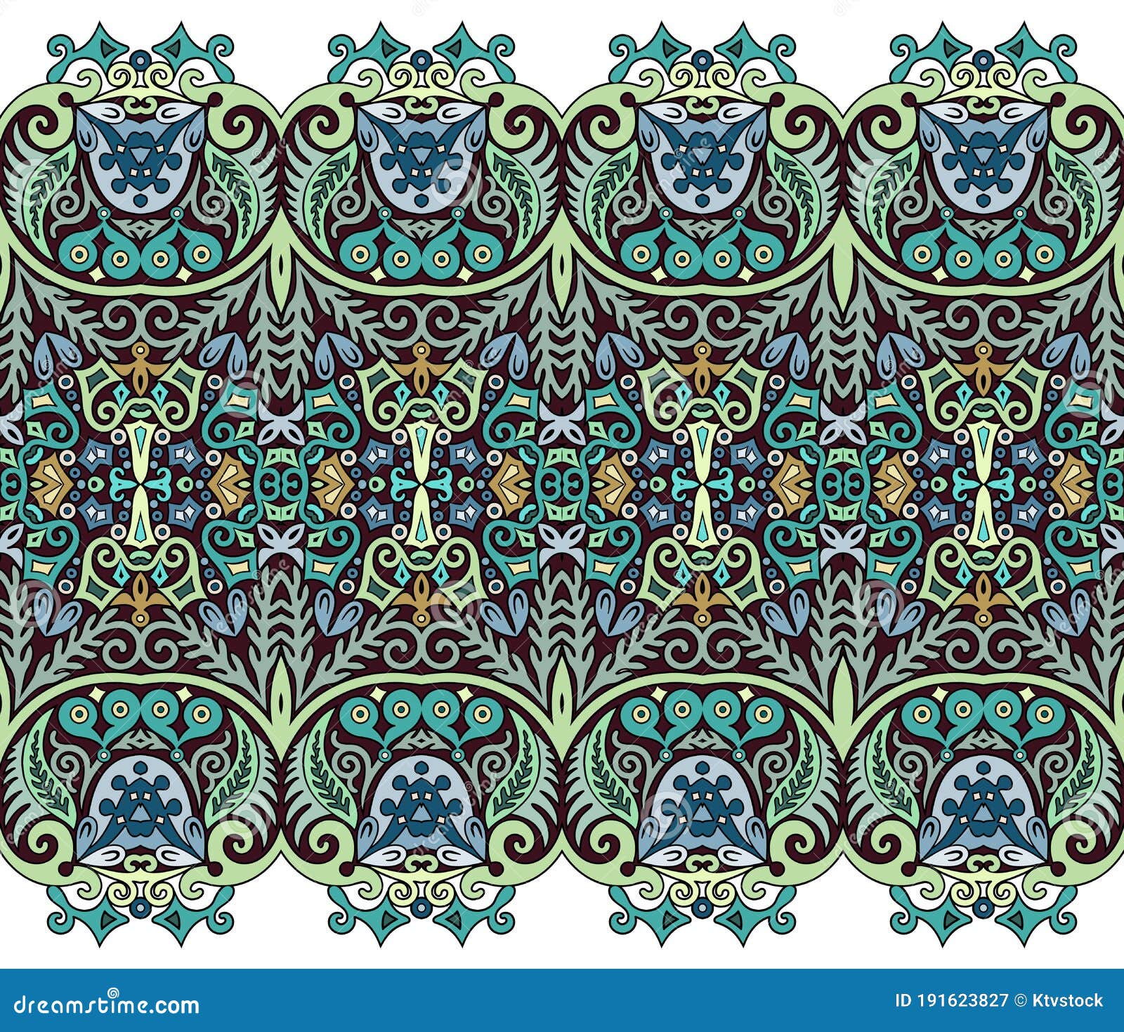 Abstract Ethnic Nature Tile Stripe Seamless Border Stock Vector ...