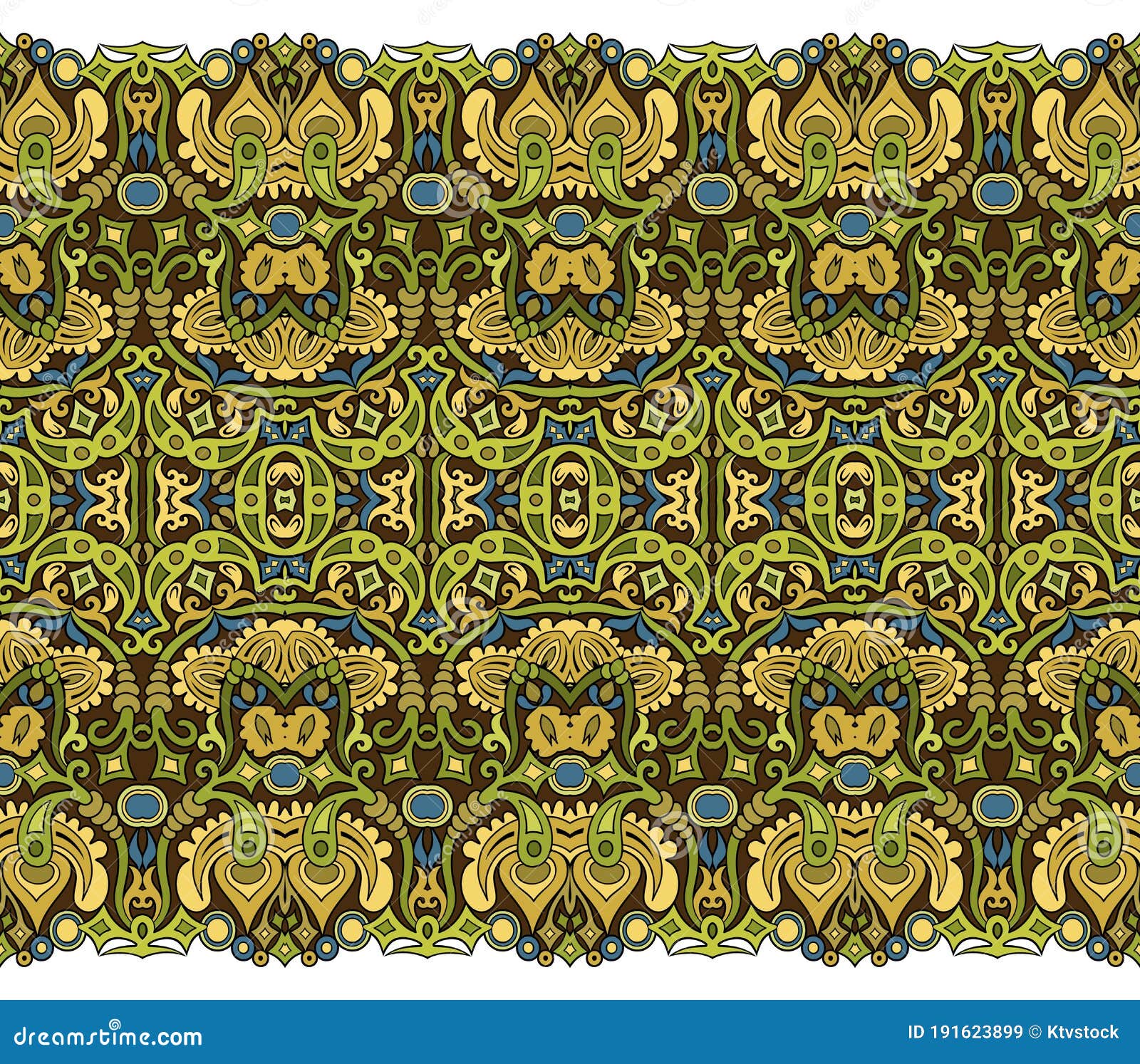 Abstract Ethnic Nature Tile Stripe Seamless Border Stock Vector ...