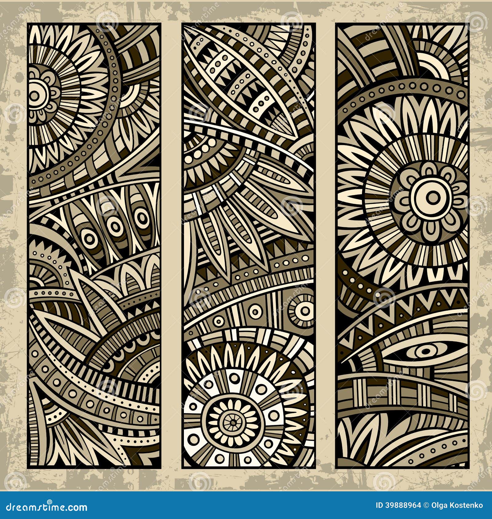 Abstract Ethnic Pattern Card Set Stock Vector - Illustration of culture ...