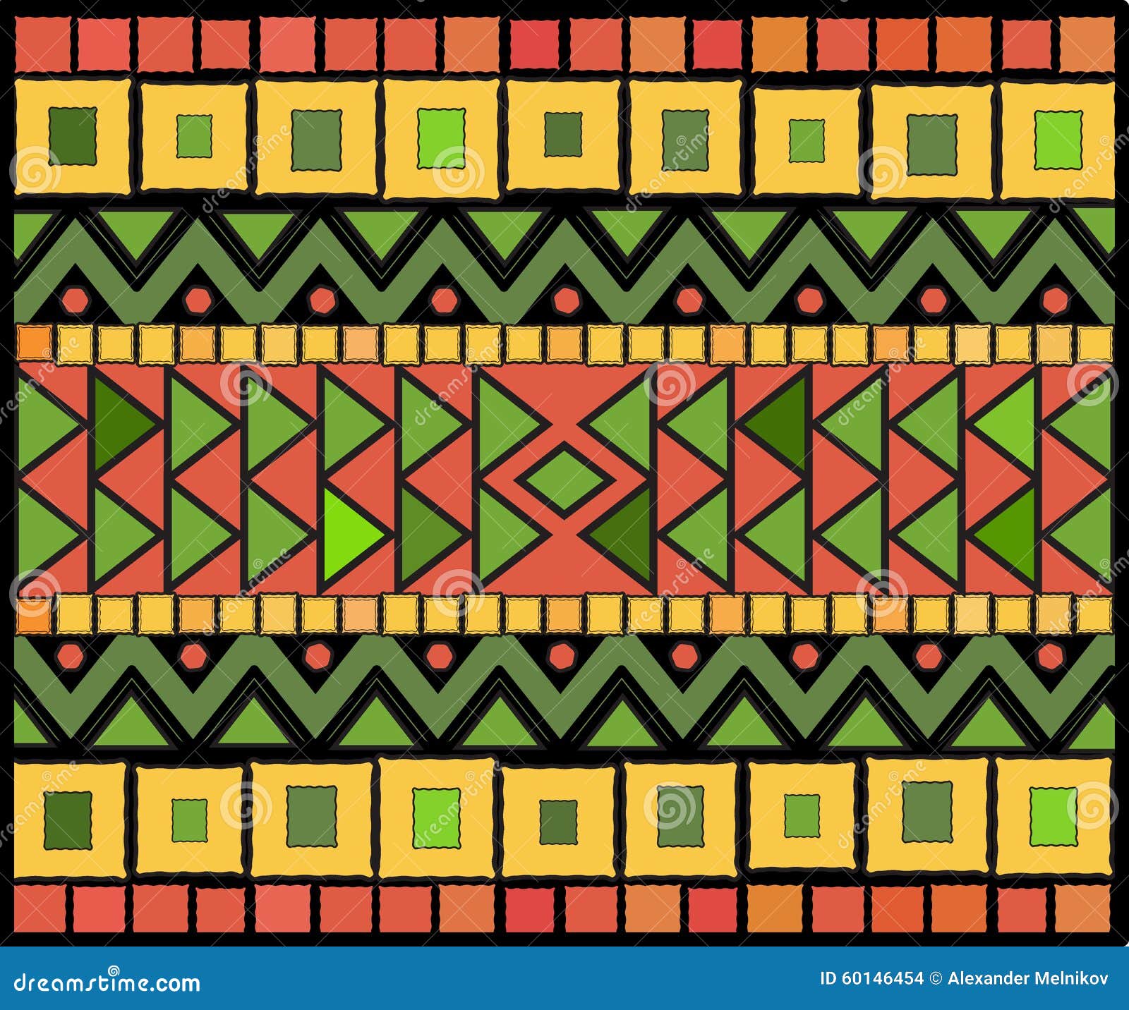Abstract Ethnic Pattern of Squares and Triangles.Vector Stock Vector ...
