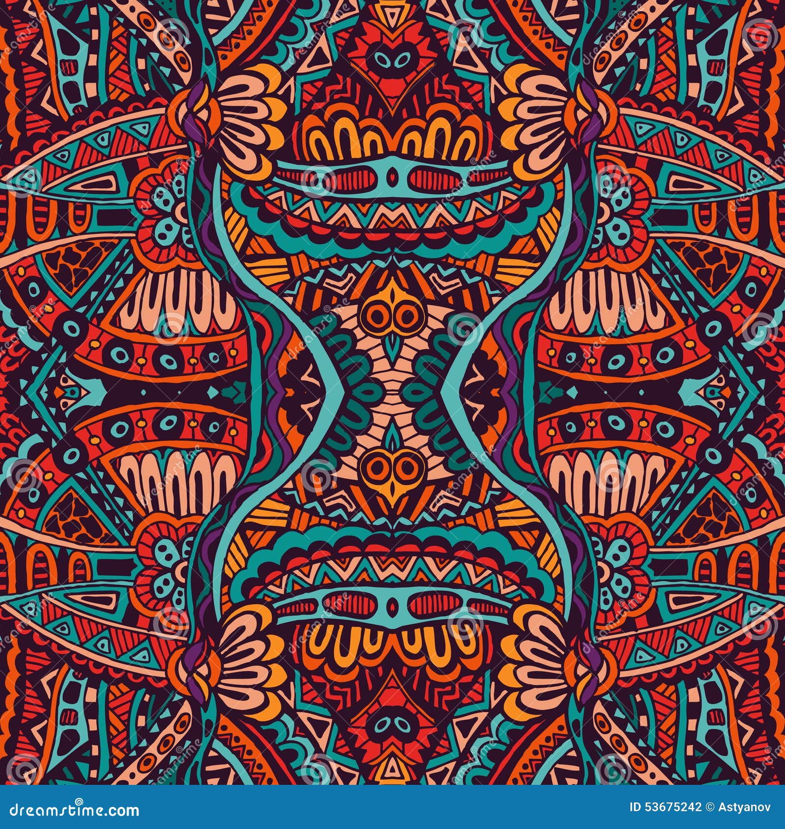 Abstract Ethnic Seamless Pattern Ornamental Stock Vector Illustration