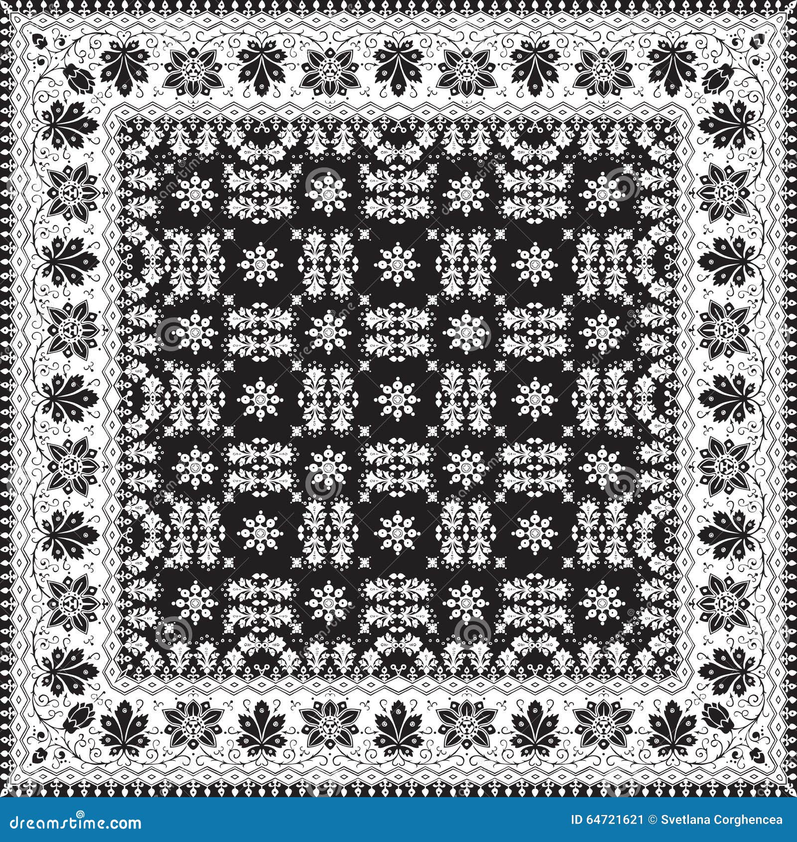 Abstract Ethnic Shawl Floral Pattern Design Stock Vector - Illustration ...