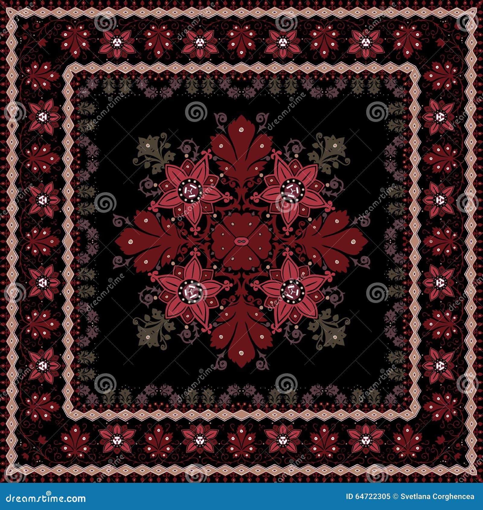 Abstract Ethnic Shawl Floral Pattern Design Stock Vector - Illustration ...