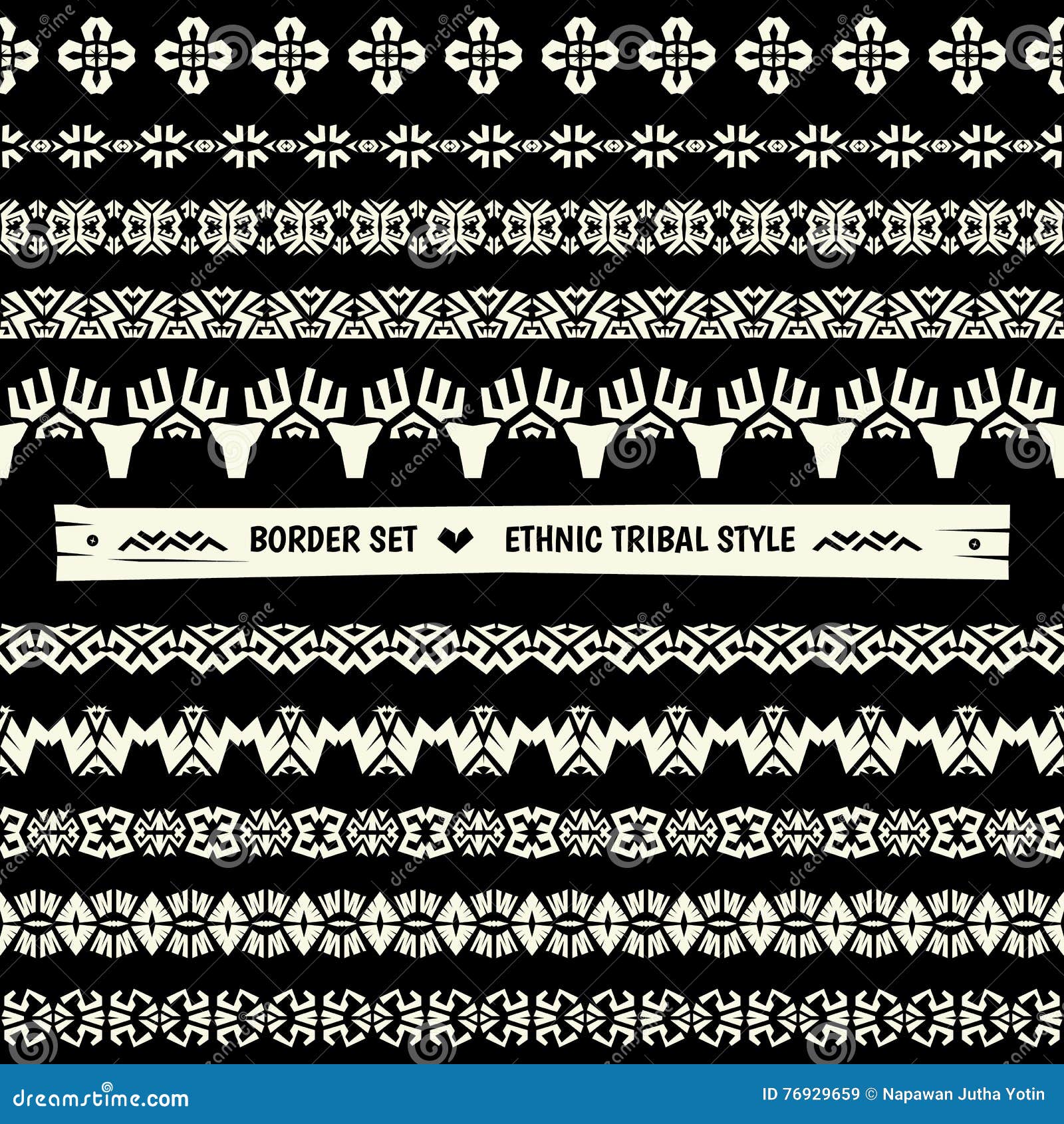 Abstract Ethnic Tribal Style Vector Border Collection Stock Vector ...