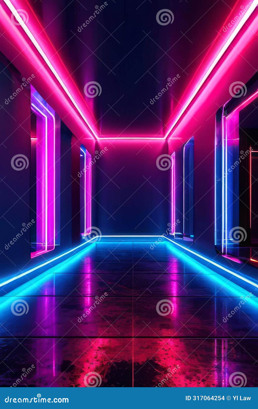 The Abstract Exhibition Background with Ultraviolet Neon Lights Stock ...