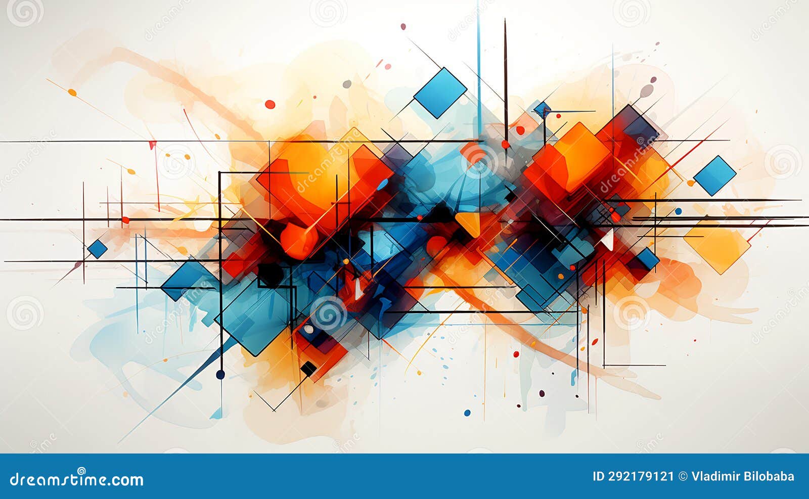 Abstract Experimental Combinations Of Various Colored Geometric Shapes