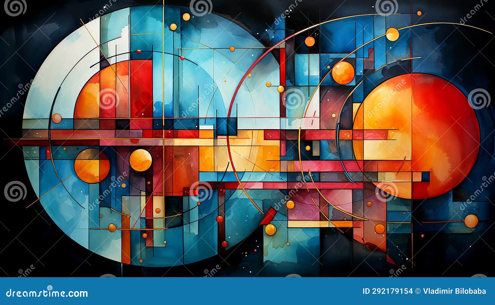 Abstract Experimental Combinations of Various Colored Geometric Shapes ...