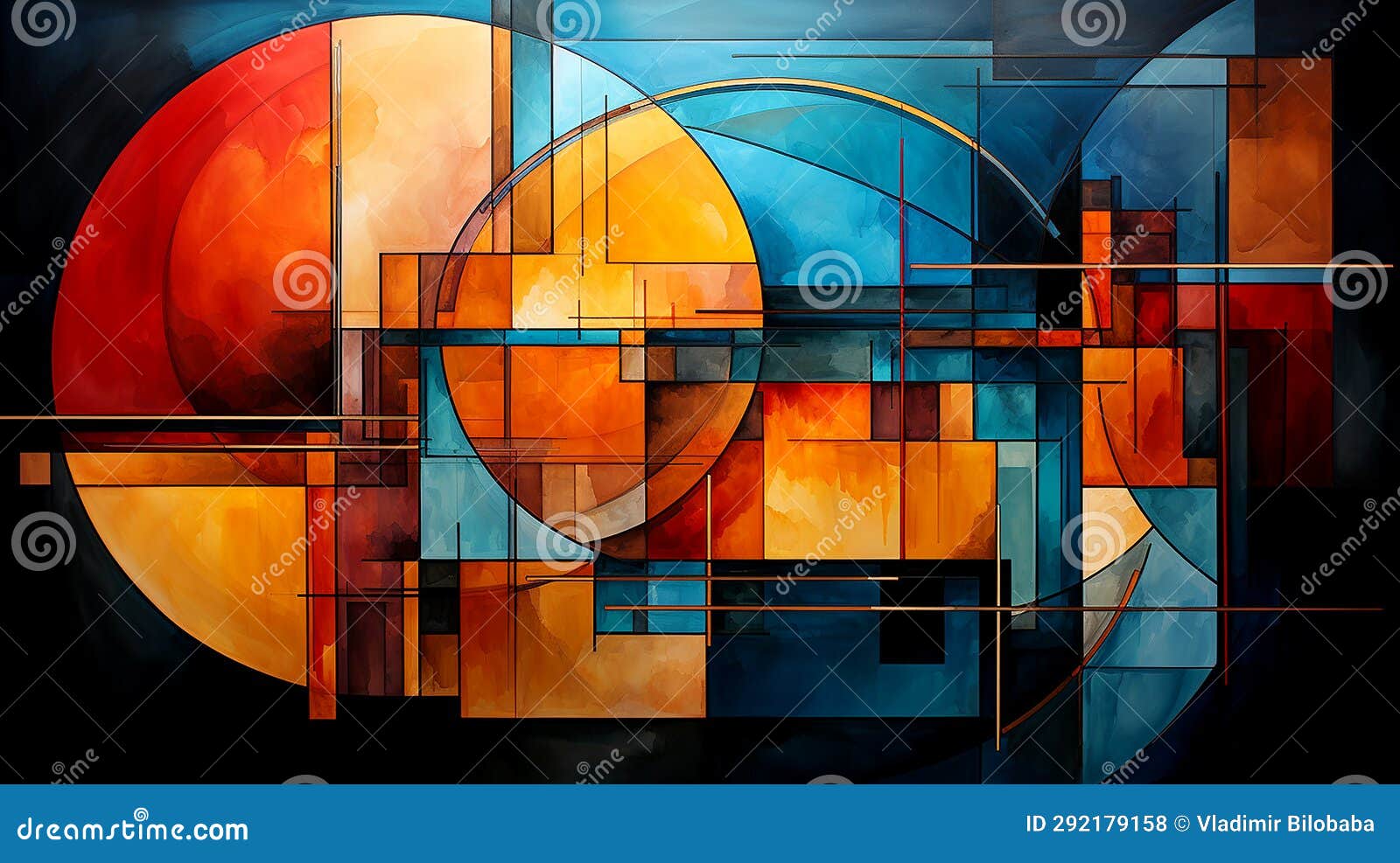 Abstract Experimental Combinations of Various Colored Geometric Shapes ...