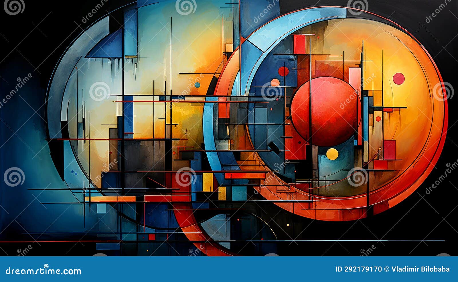 Abstract Experimental Combinations of Various Colored Geometric Shapes ...