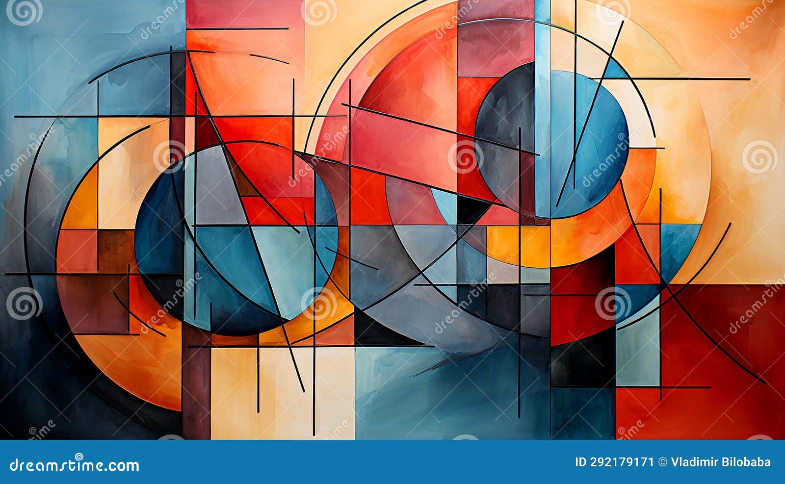 Abstract Experimental Combinations of Various Colored Geometric Shapes ...