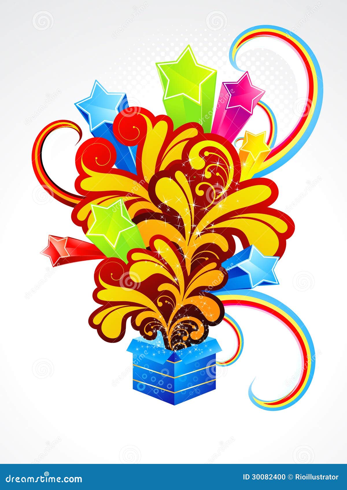 Abstract Exploade Magic Box with Floral Stock Vector - Illustration of ...
