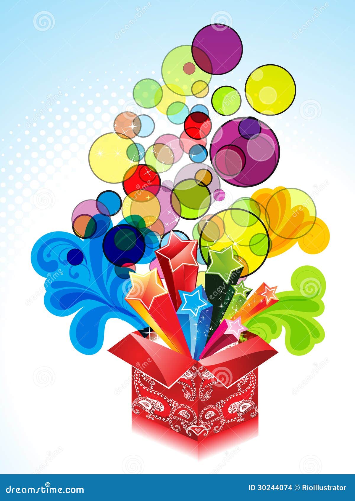 Abstract Explode Magic Box with Floral Stock Vector - Illustration of ...