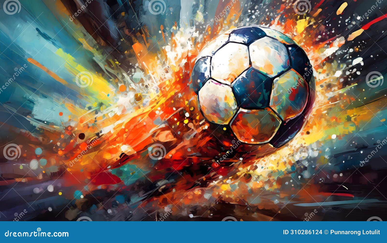Abstract Exploding Photon Football Acrylic Paint Maximalism on Digital ...