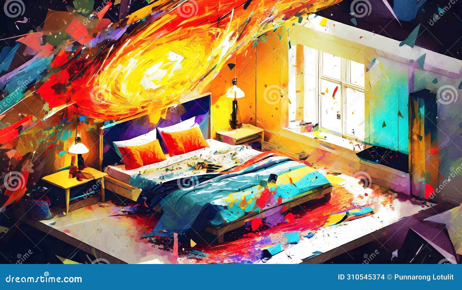Abstract Exploding Photon Isometric View of a Master Bedroom Acrylic ...