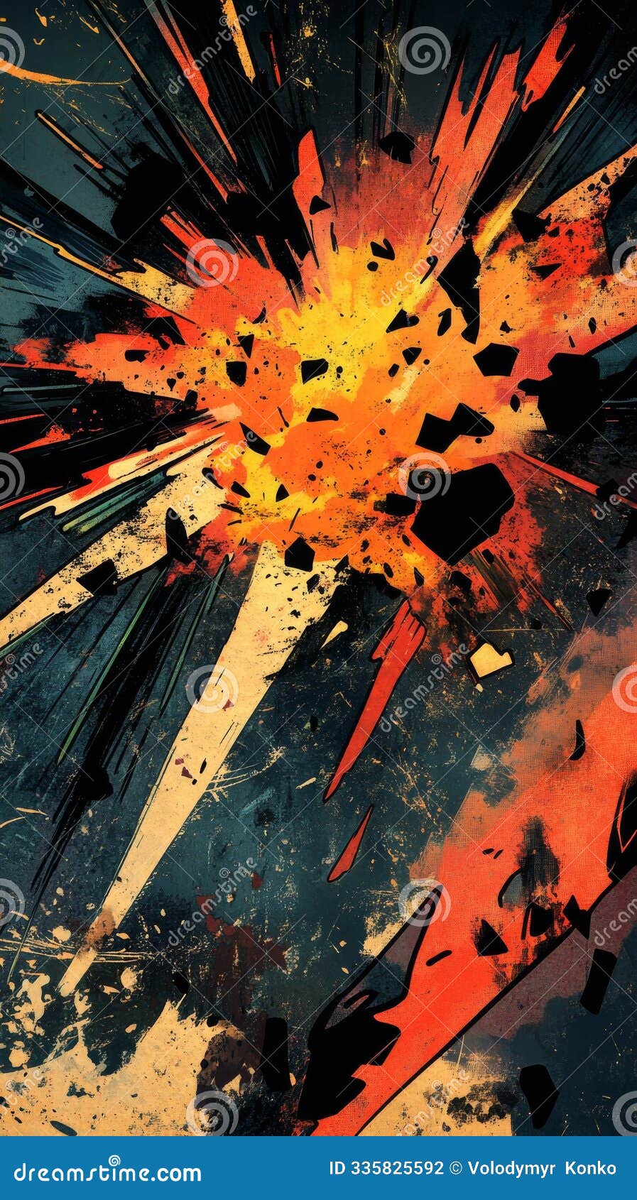 Abstract Explosion Art with Dynamic Colors and Textures, Dramatic ...