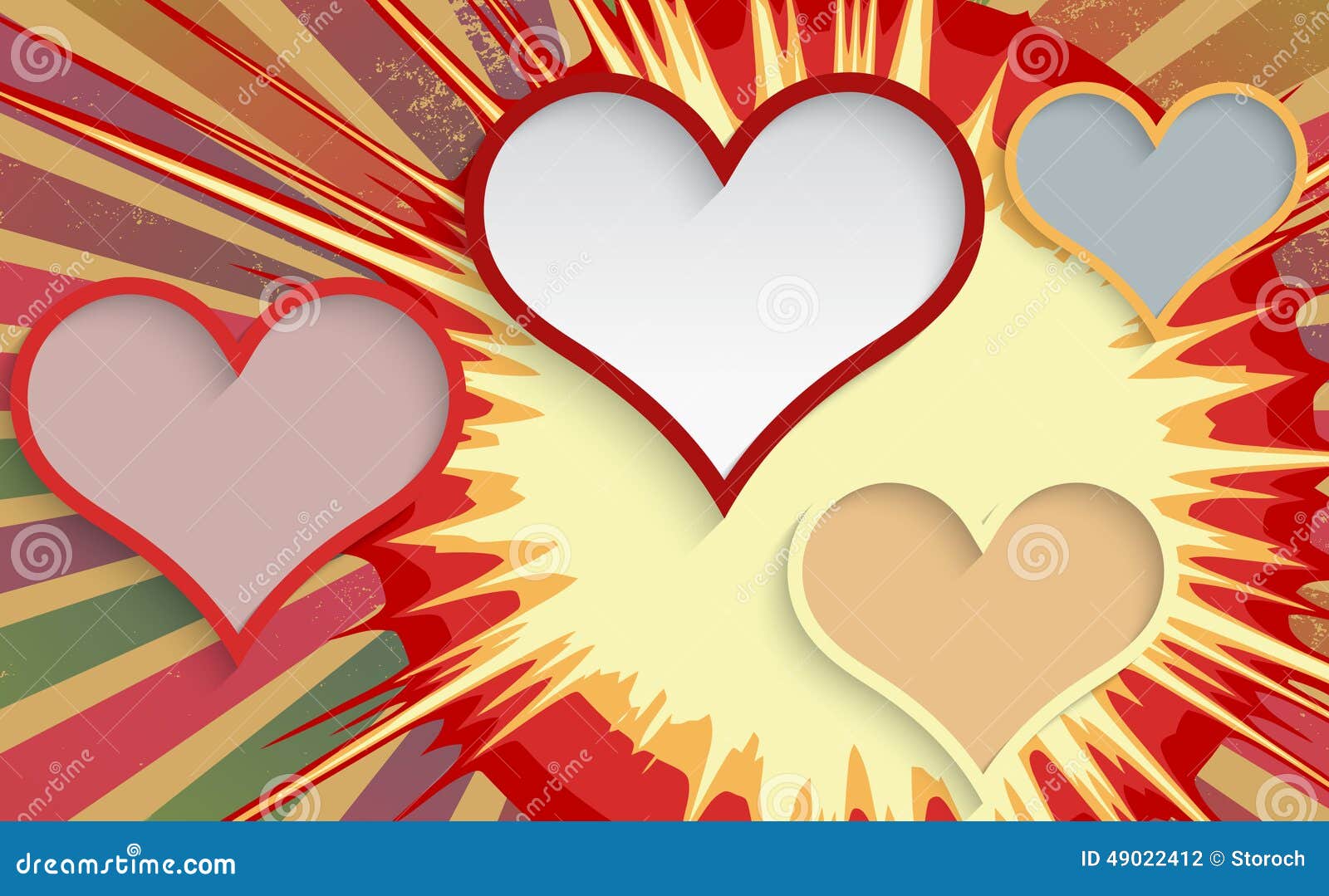 Abstract Explosion Background with Hearts. Stock Vector - Illustration ...