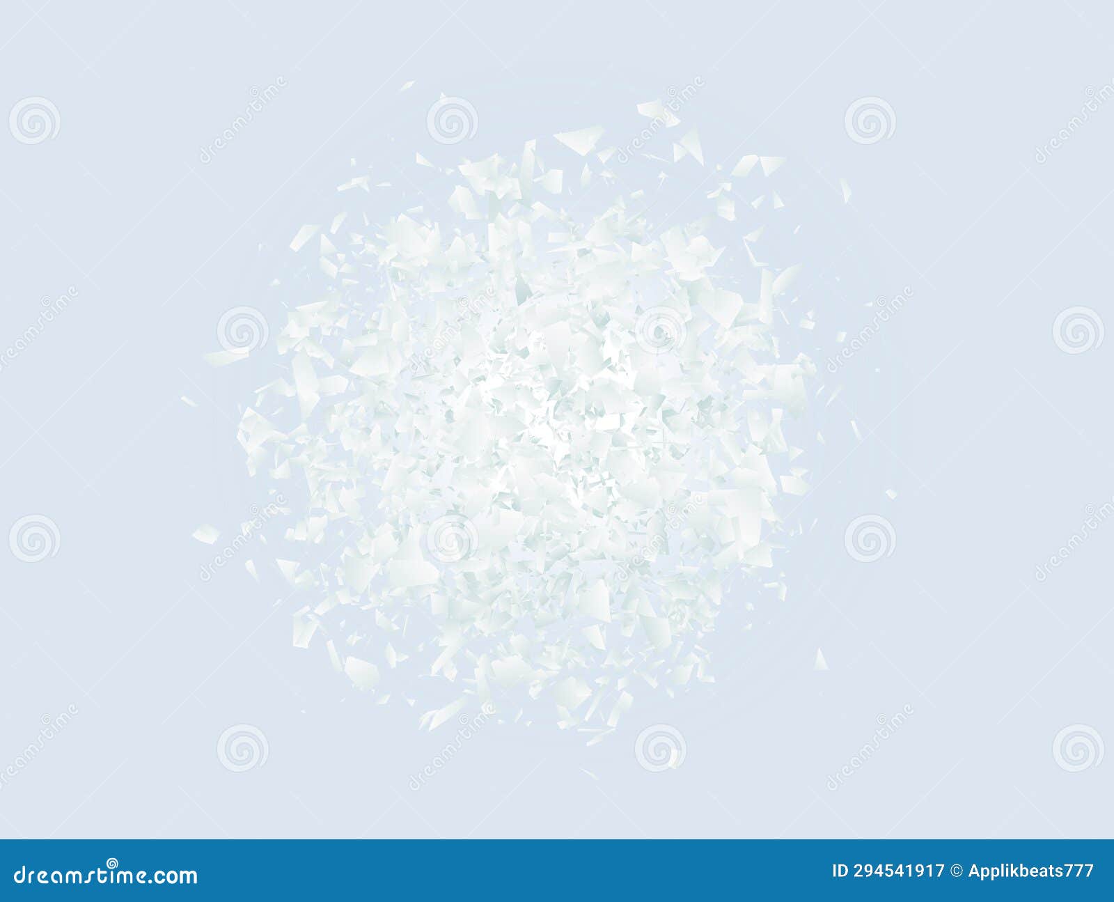 Abstract Explosion Cloud of White Pieces on Light Blue Background ...