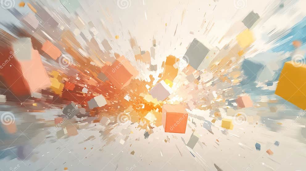 Abstract Explosion of Colorful Cubes Radiating Outward, Creating a ...