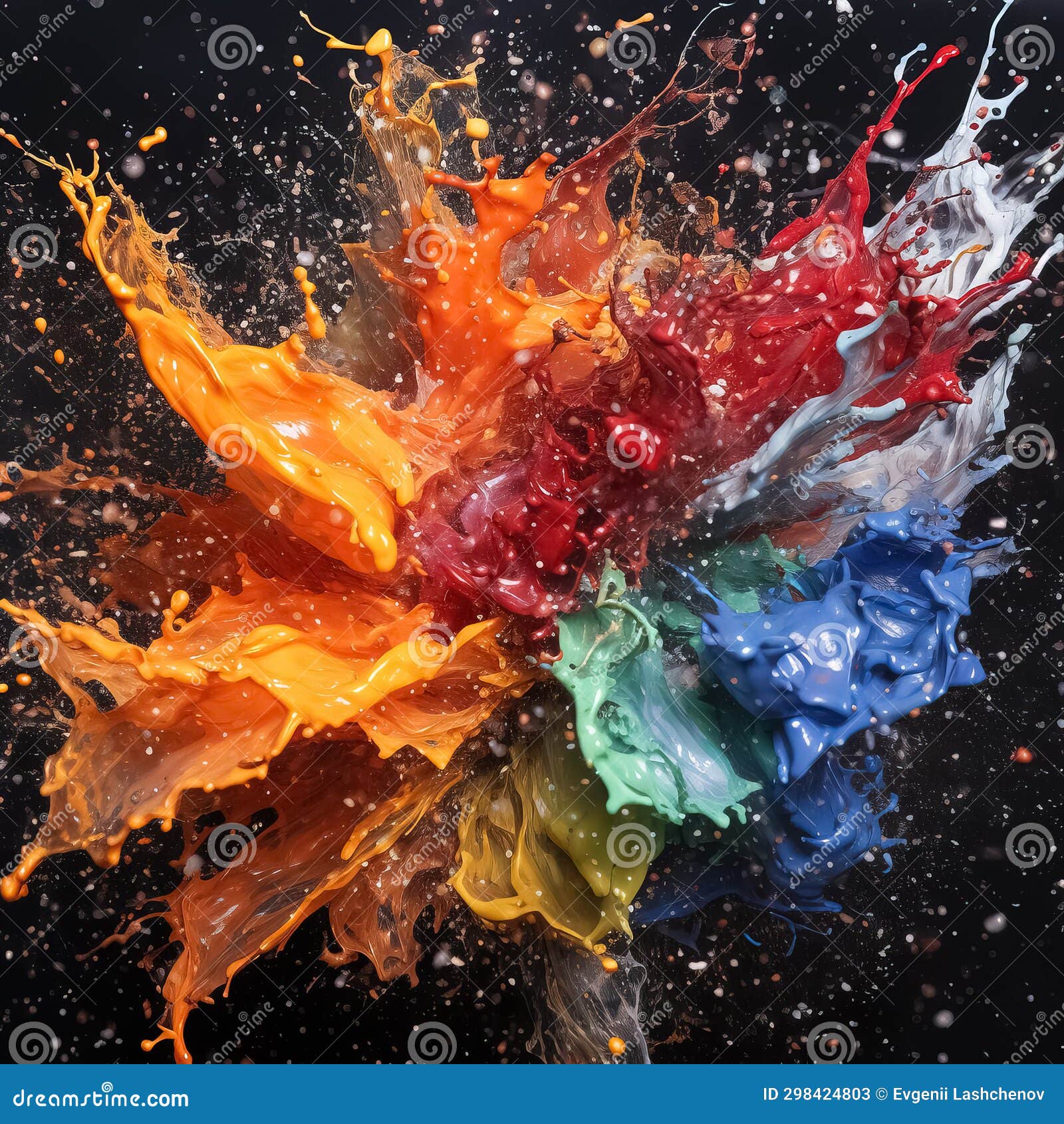 Abstract Color Explosion - Artistic Paint Display. AI Generation Stock ...