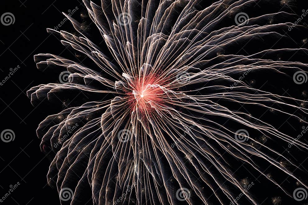 Abstract Explosion of a Fireworks Shell into a Night Aerial Display ...