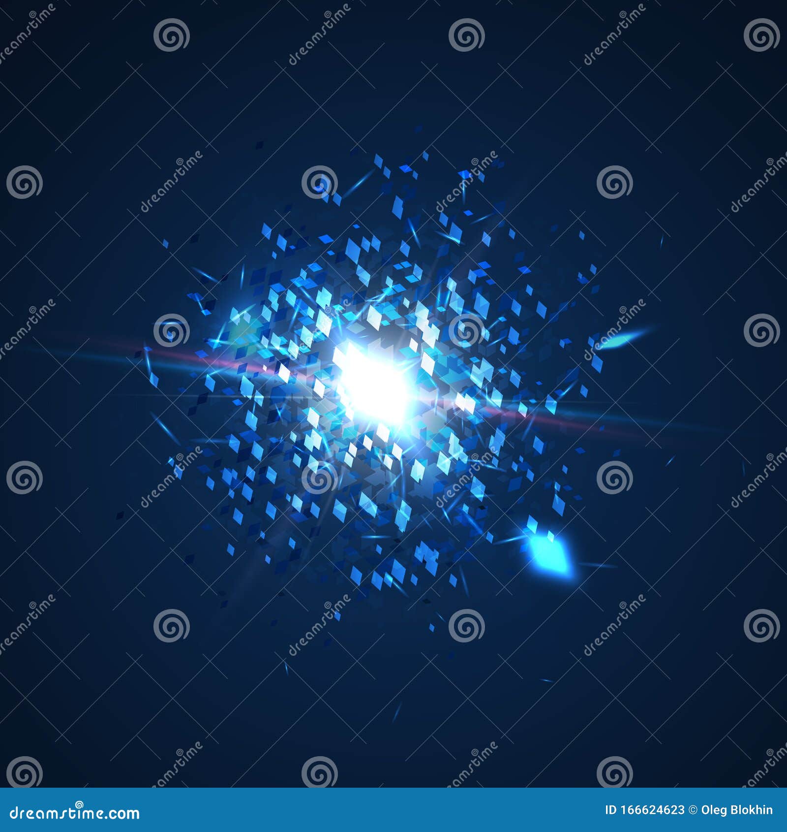 Abstract Explosion with Flying Particles. Detonation of Bomb ...