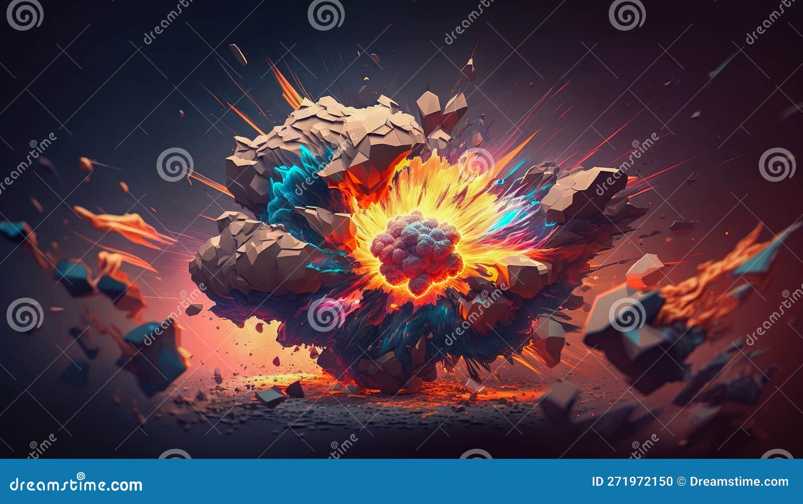 Vibrant Explosive Burst, a Colorful Abstract Illustration of Explosive ...
