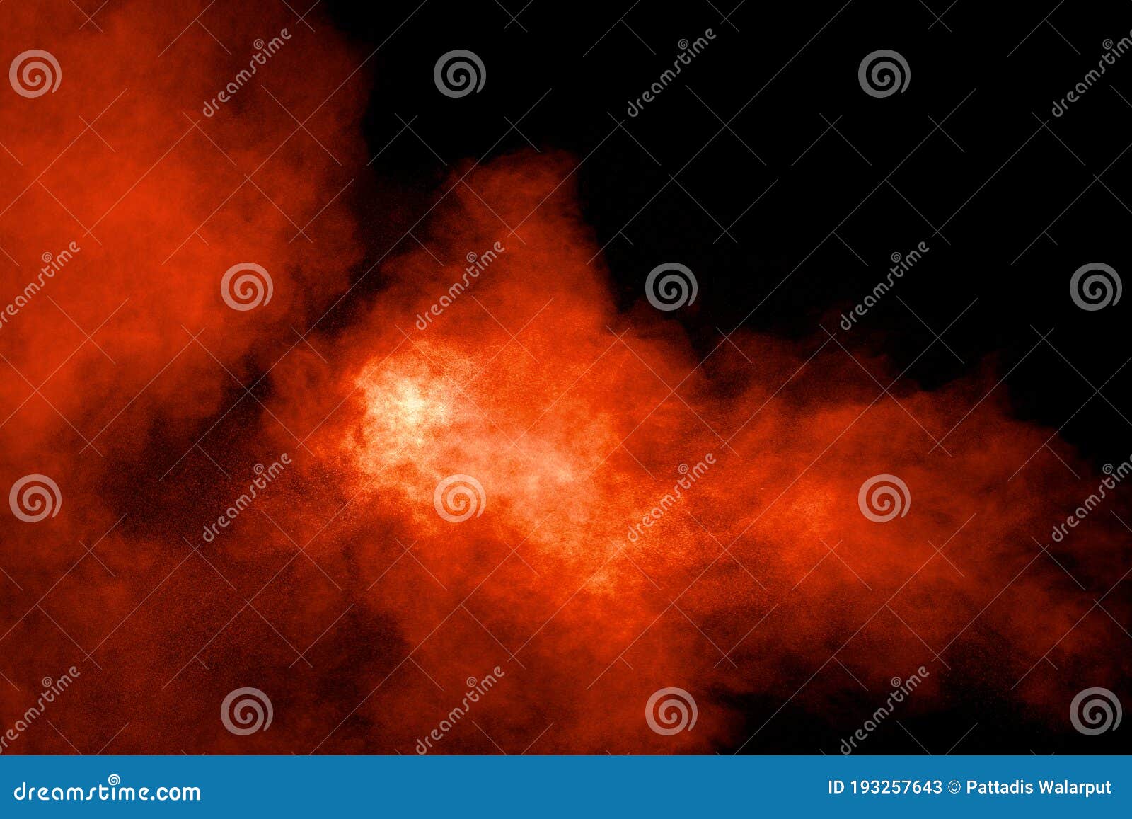 Abstract Explosion of Orange Dust on Black Background.Freeze Motion of ...