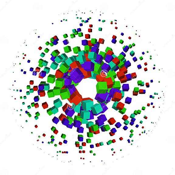 Abstract Explosion Particle Cube on a White Background. Vector ...