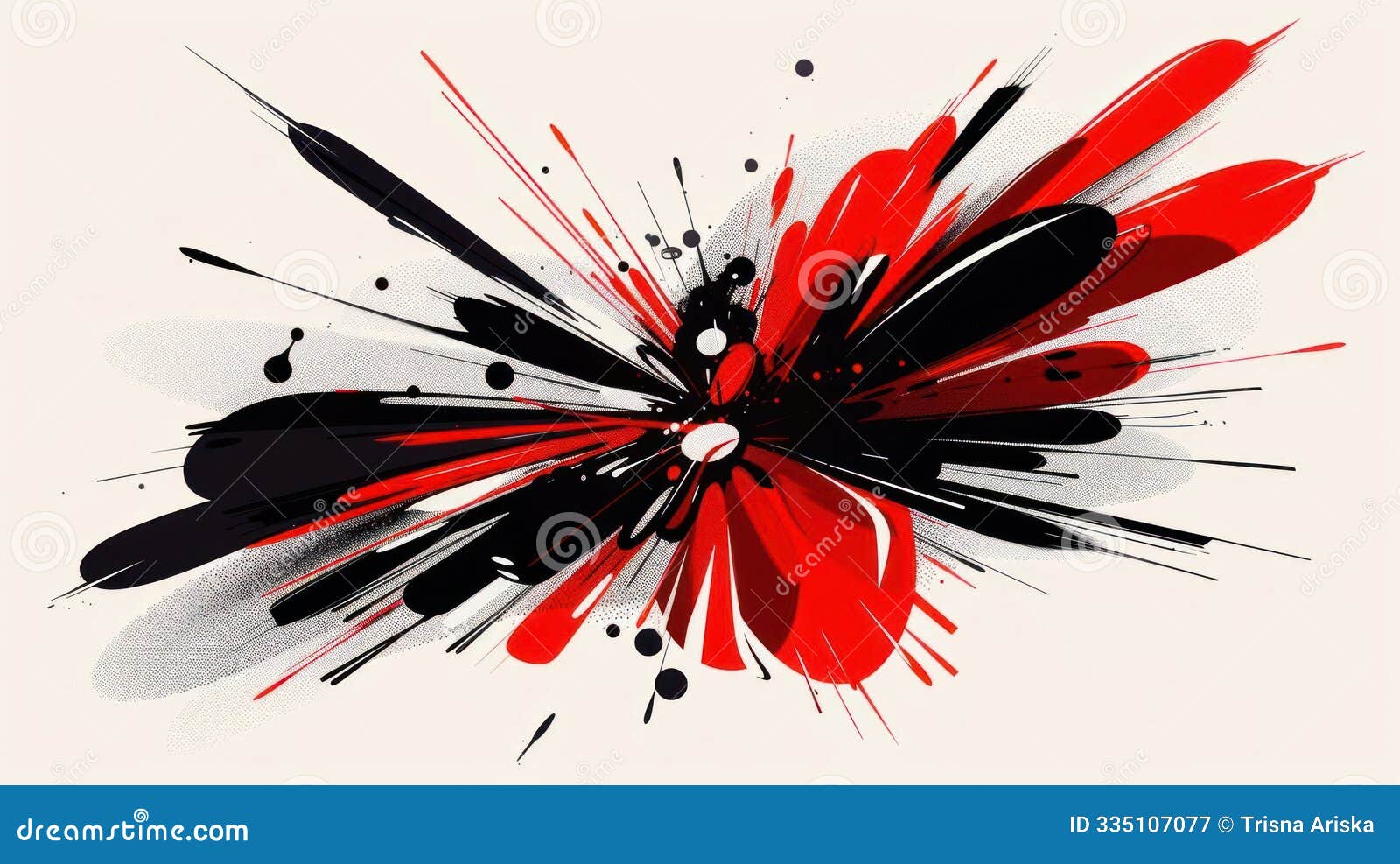 Abstract Explosion of Red, Black, and White Shapes Creating a Dynamic ...