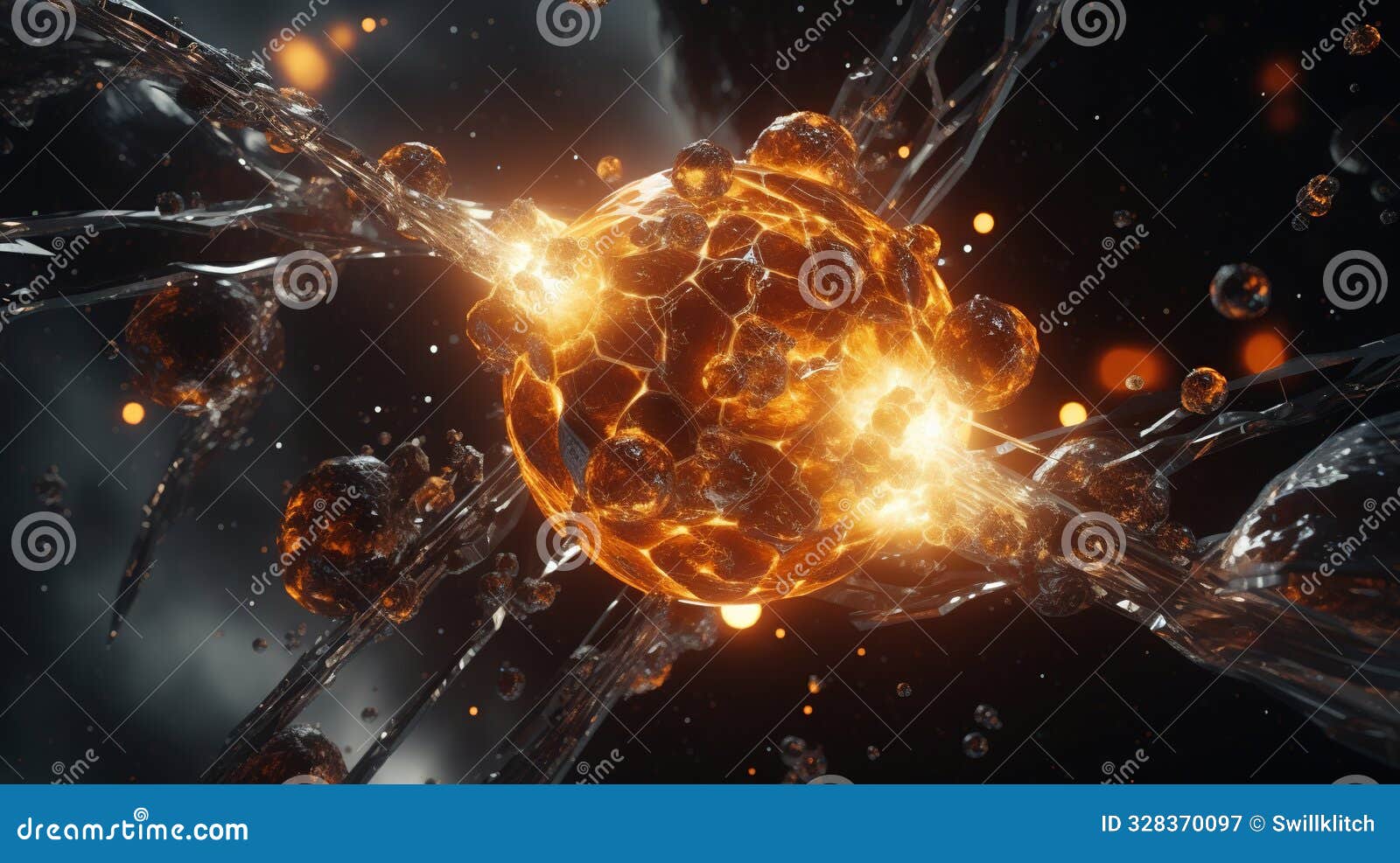 Abstract Explosion In Space With Rocks And Stones Burst In Flame, Sci ...