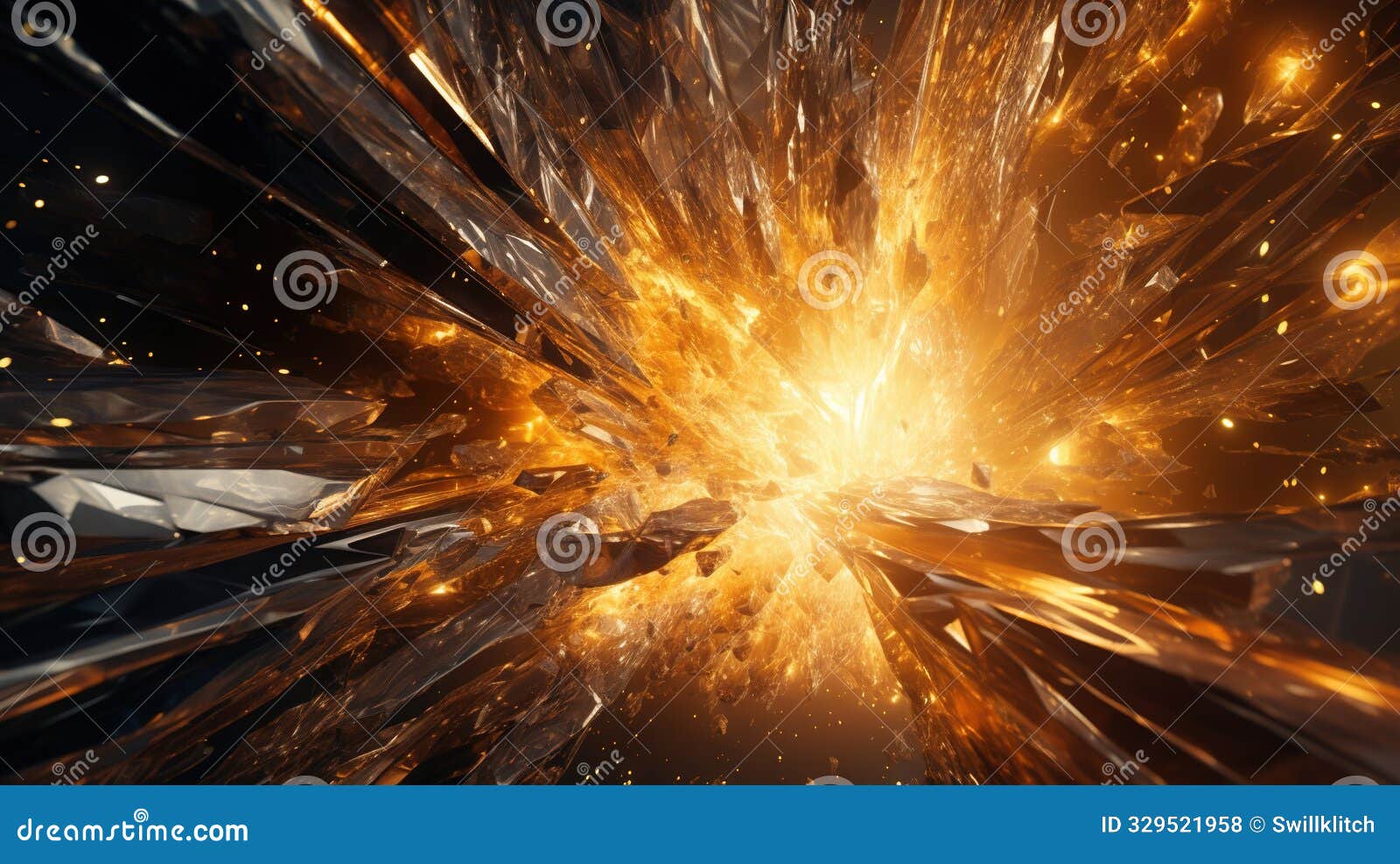 Abstract Explosion In Space With Rocks And Stones Burst In Flame, Sci ...