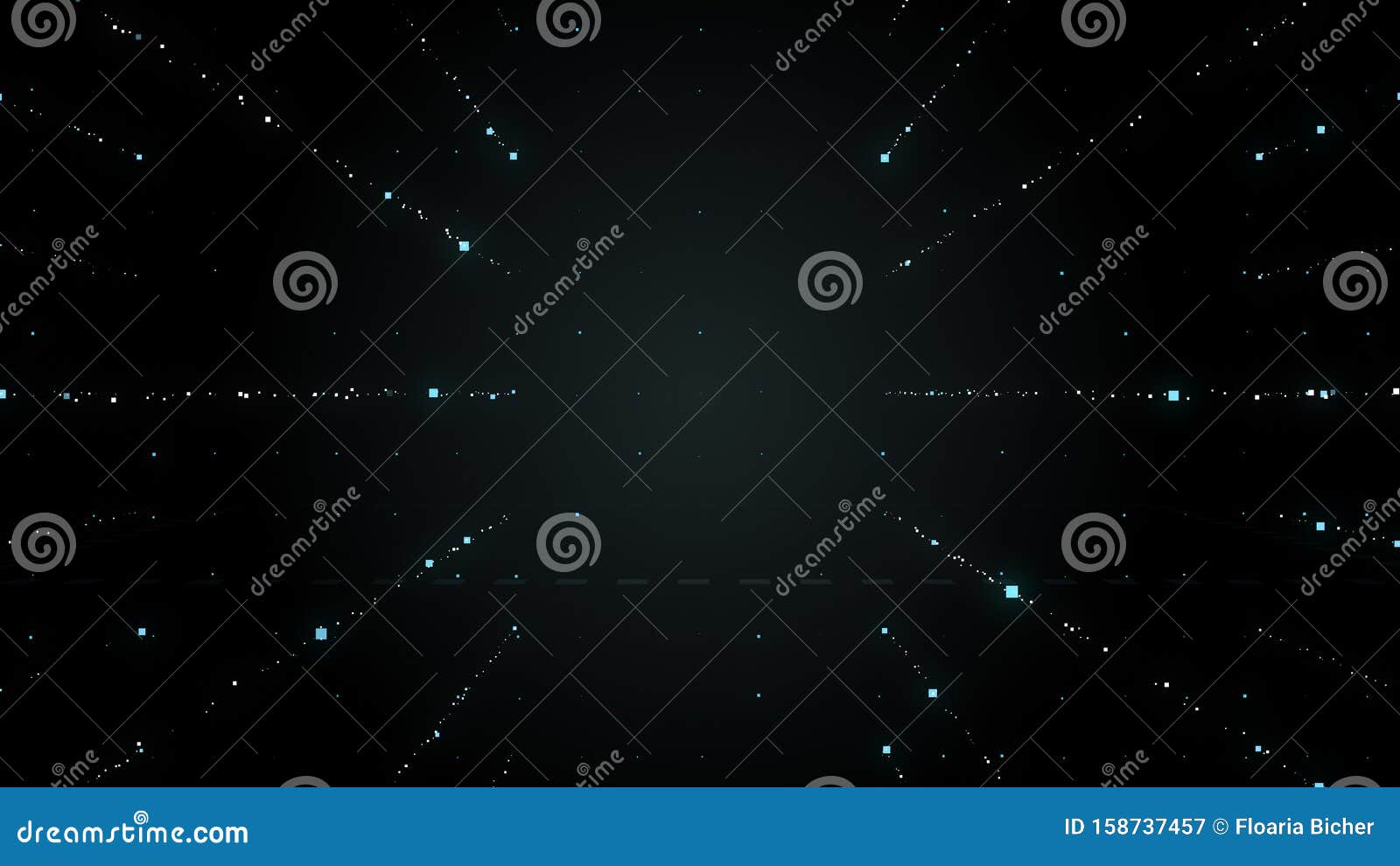 Successive Explosion of Blue Cubical Particles Moving in Sequence ...