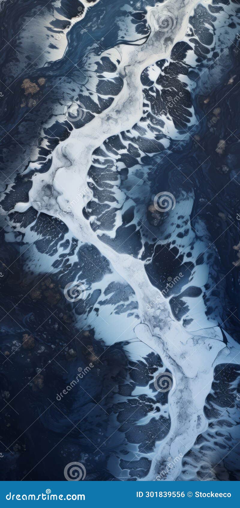 Abstract Expressionism: Dark and Foreboding Aerial Image of an Iceberg ...