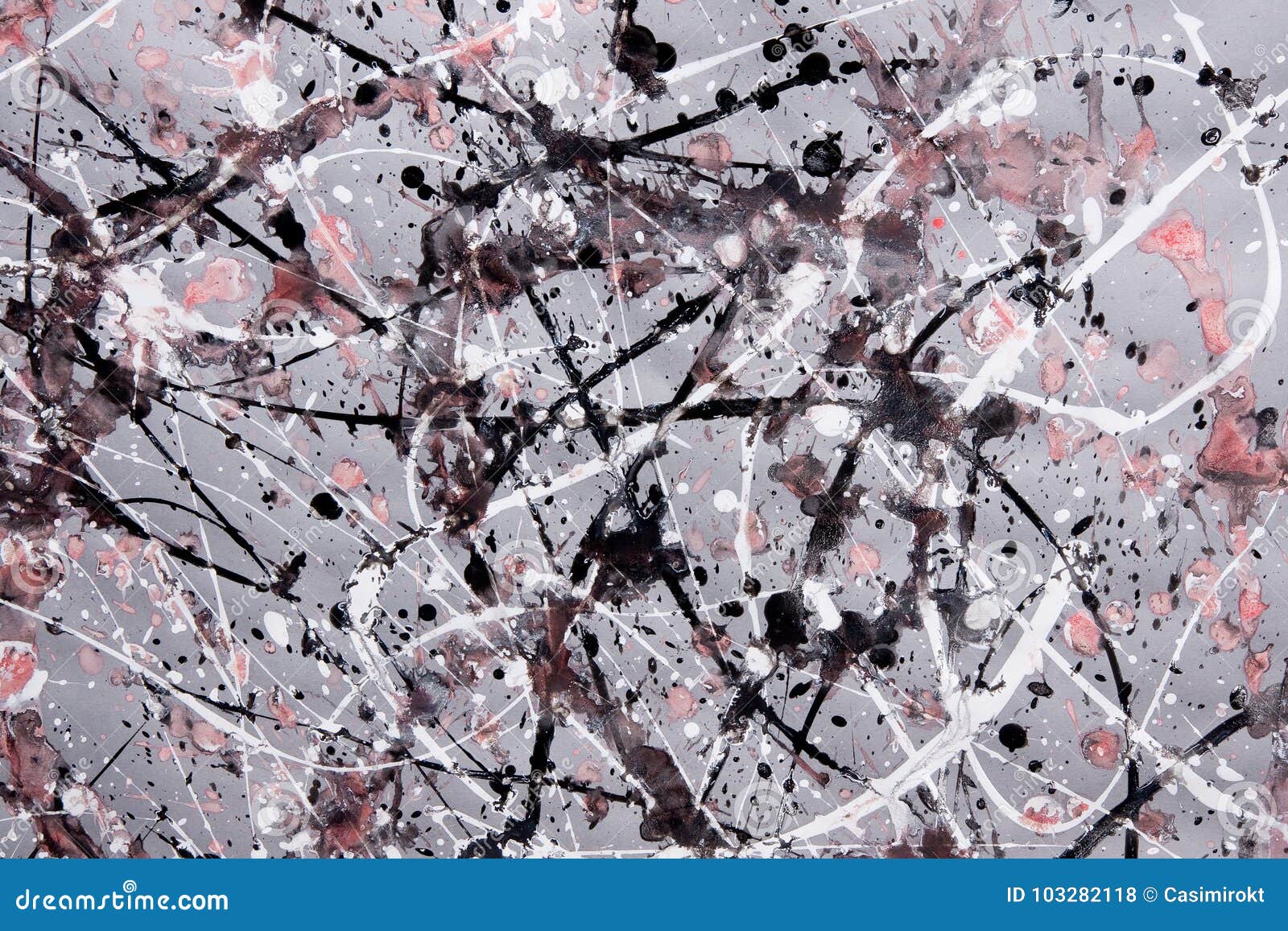 Abstract Expressionism Pattern. Style of Drip Painting. Black, R ...