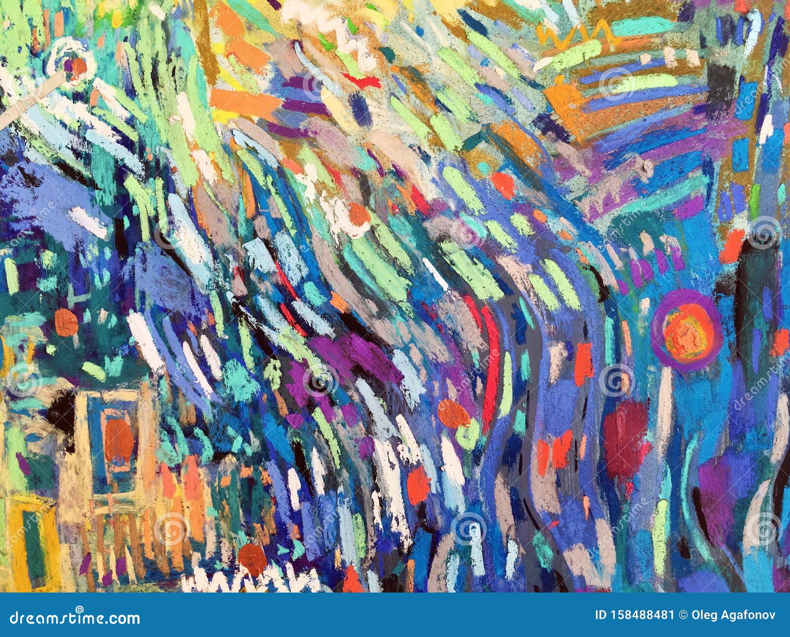 Abstract Expressionism Style with Light Clouds, Blue Sky Stock ...