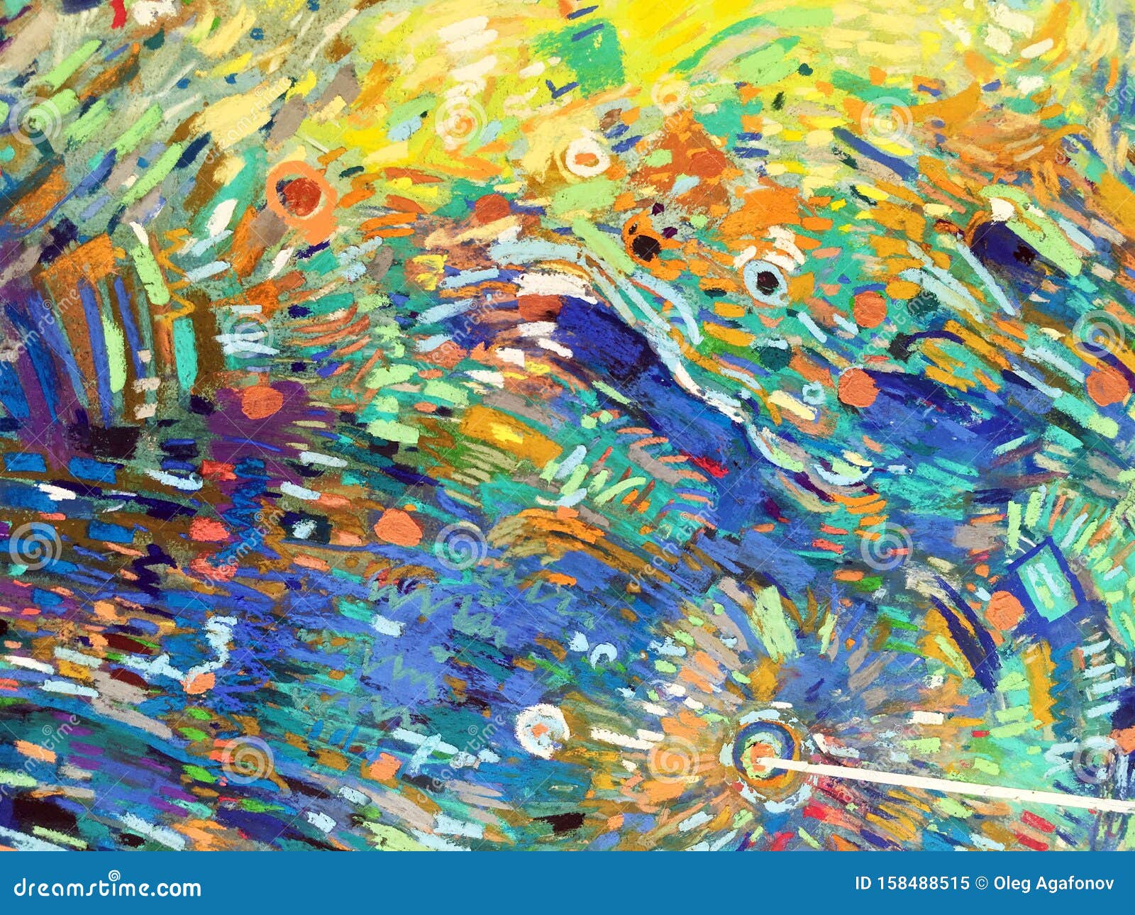 Abstract Expressionism Style with Light Clouds, Blue Sky Stock ...