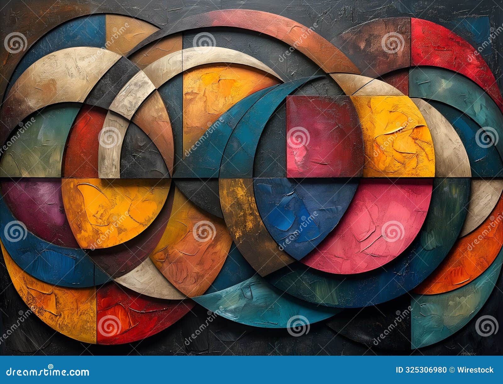 Abstract Expressionist Geometric Painting with Vibrant Shapes and ...